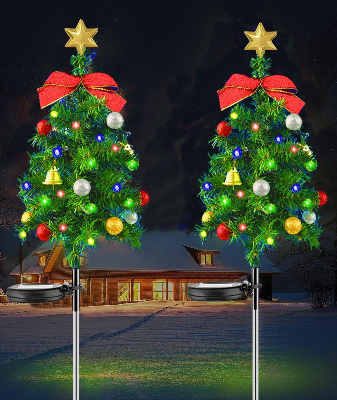 Amazon.com : 2 Pack Solar Small Christmas Trees Lights for Outdoor ...