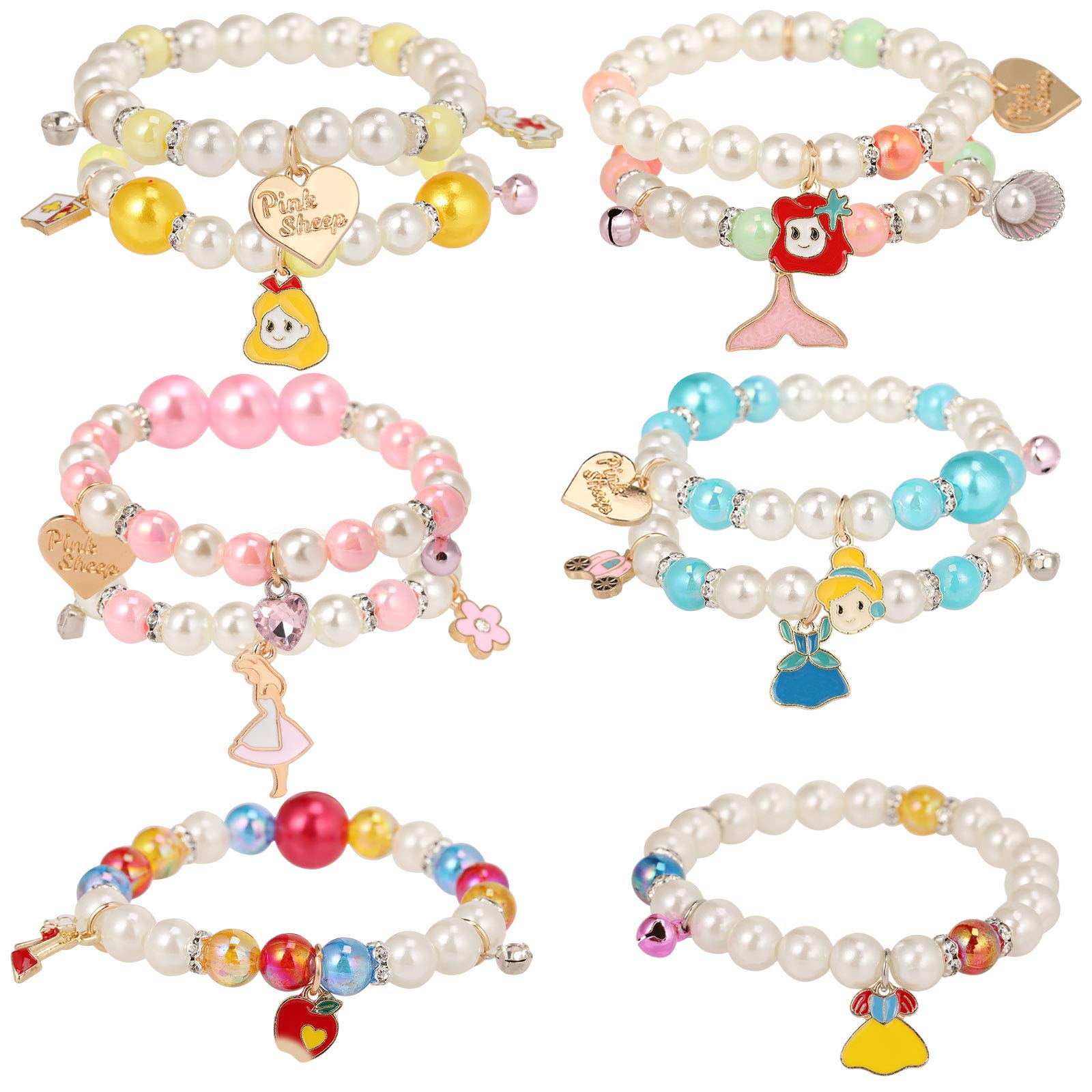 Snapklik.com : PinkSheep Bracelets For Kids Girls Pearl Bead Bracelets ...