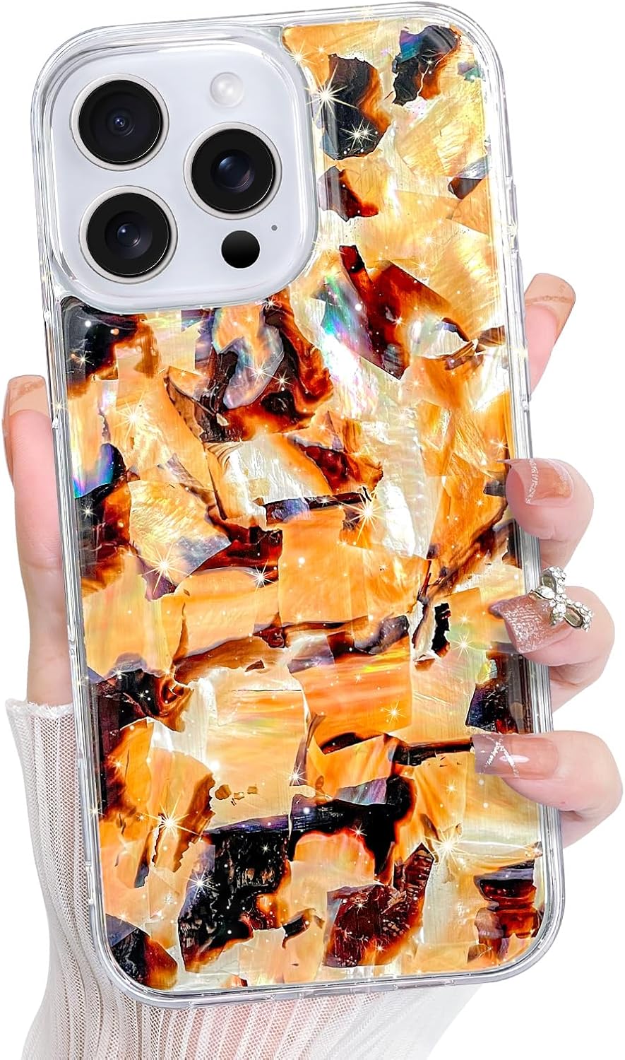 Amazon.com: Bonoma for iPhone 15 Pro Case Marble Checkered -Abalone ...