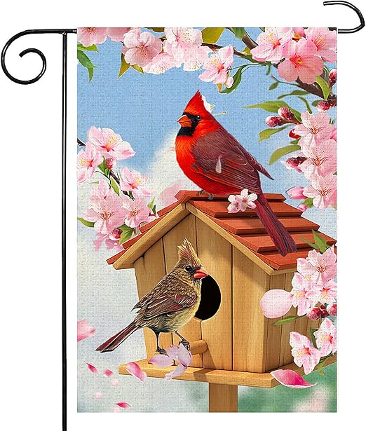 Amazon.com : Spring Cardinal Bird Garden Flag 12x18 Inch Double Sided ...