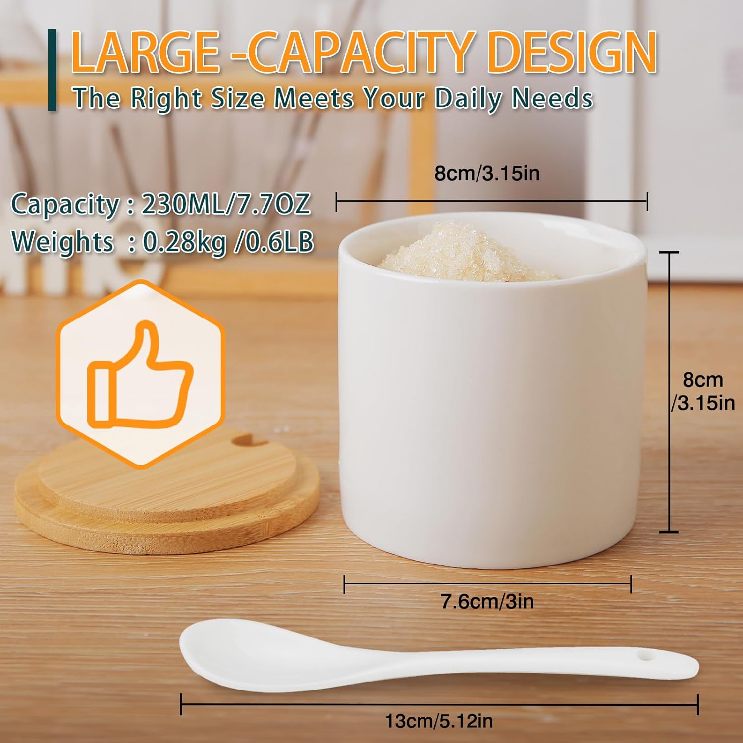 Kitchenexus Azucarero con tapa y cuchara, recipiente de cerámica para ...