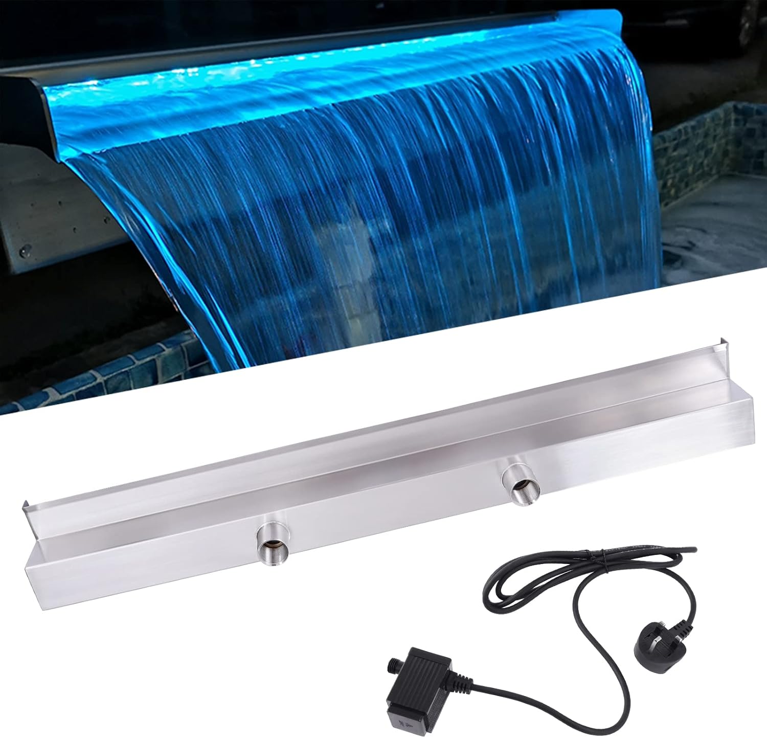 Amazon.com: 35.4in Pond Waterfall Spillway, Pool Fountain, Stainless ...