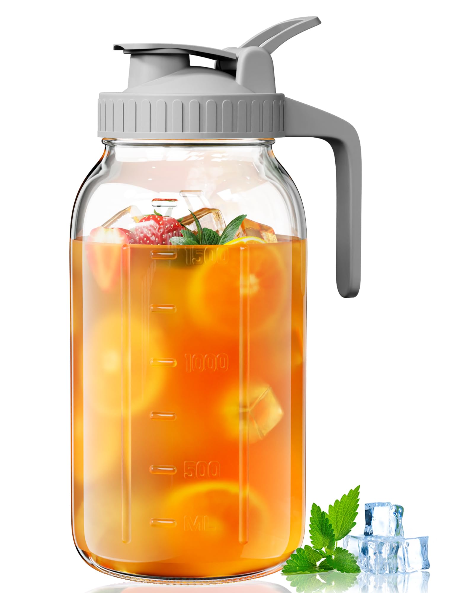 OneDream Glass Pitcher With Lid 64 Oz Large Mason Jar Wide Mouth Sun onedream-glass-pitcher-with-lid-64-oz-large-mason-jar-wide-mouth-sun