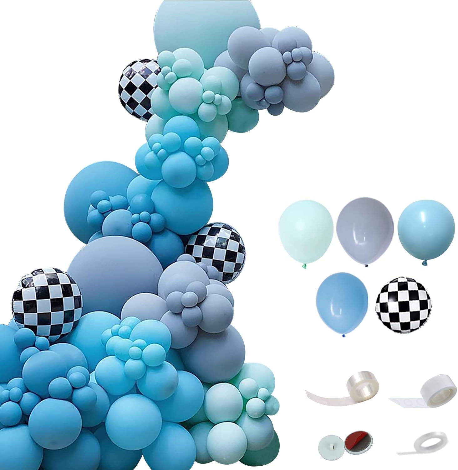 Balloon Combination Decorations 146 PCS Blue Race Car Balloons Garland ...