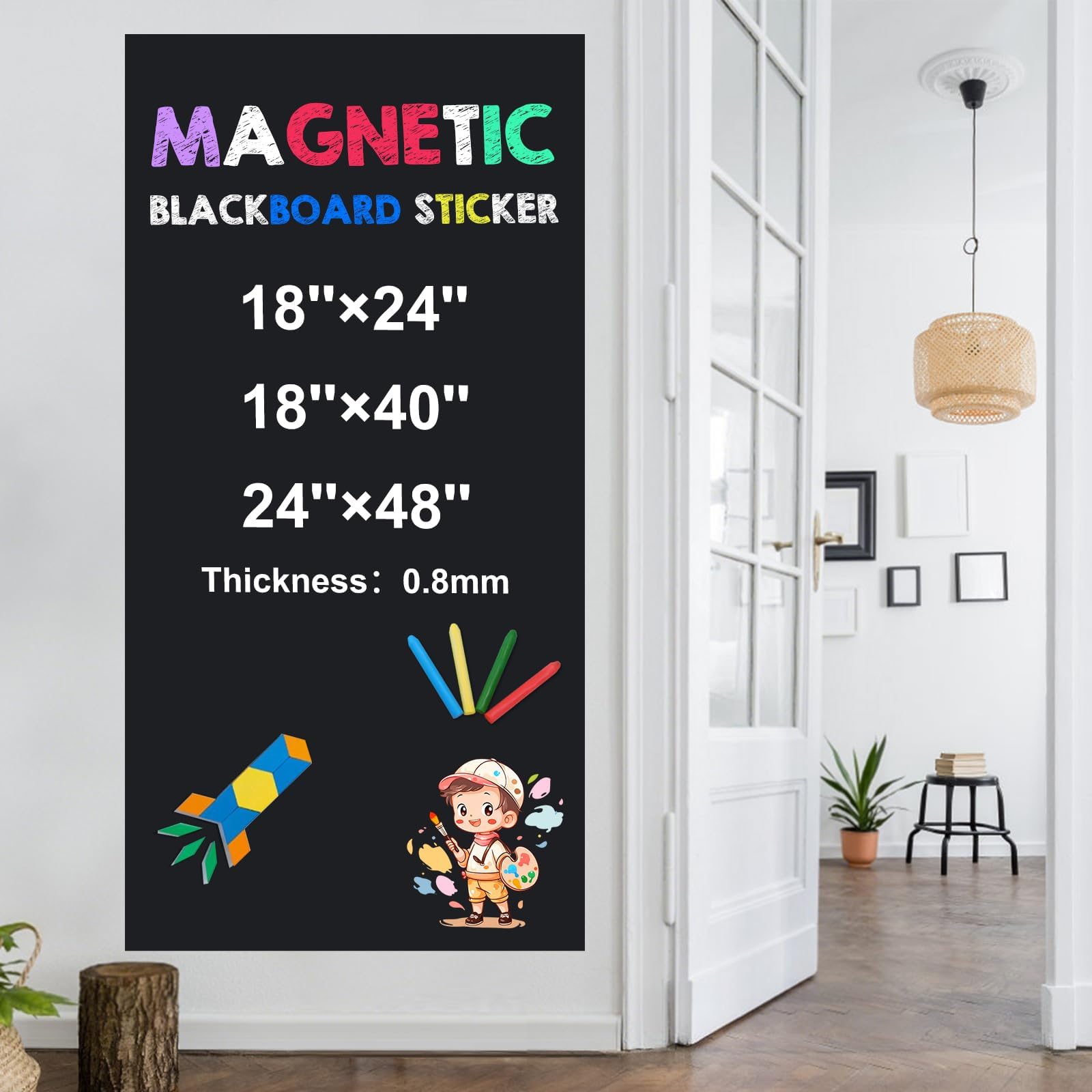 Amazon.com: Magnetic Chalk Board for Wall/Door Thickened 0.8mm Self ...