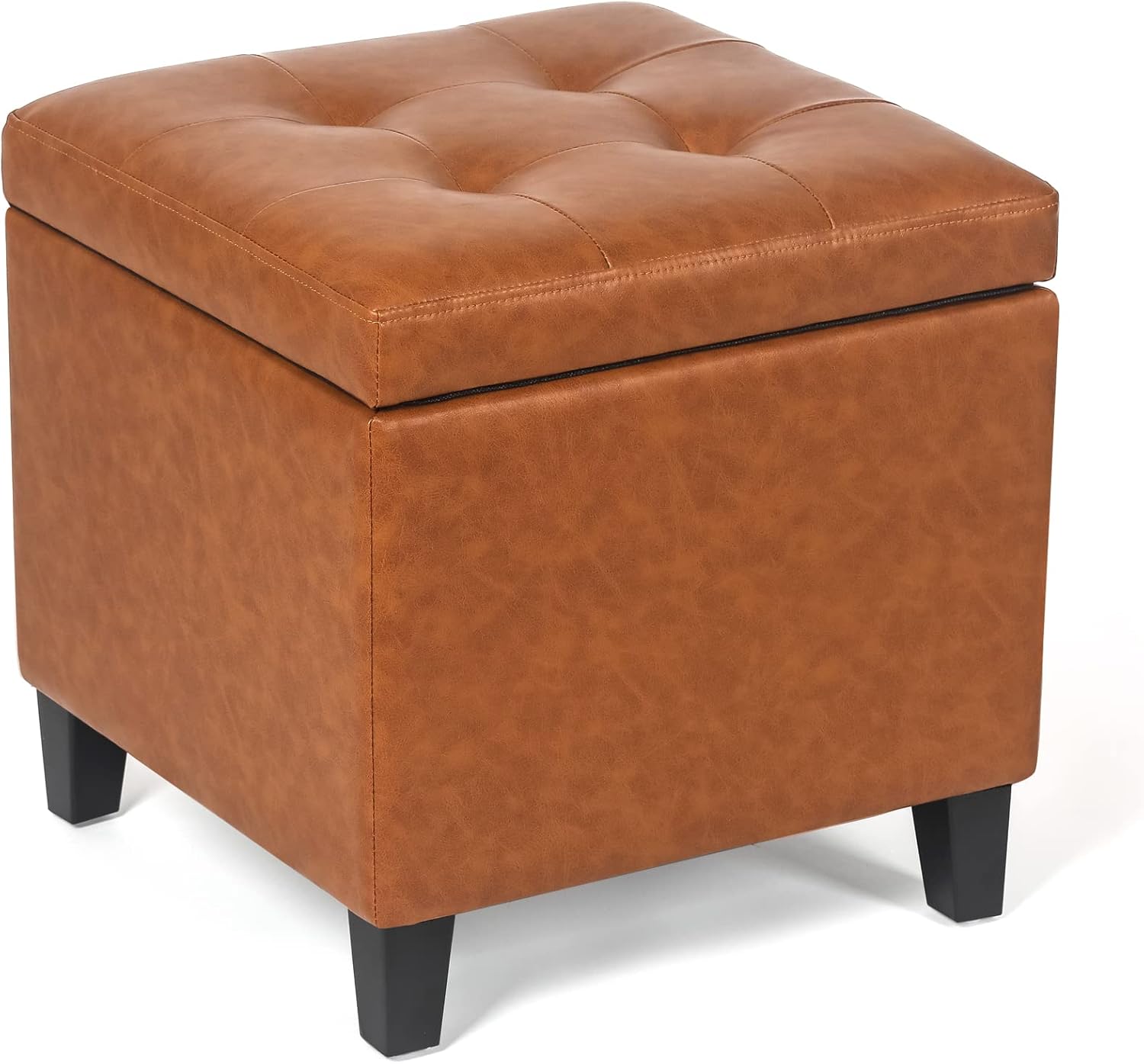 Amazon.com: Adeco 17.7" Leather Cube Storage Orange Ottomans for Living ...