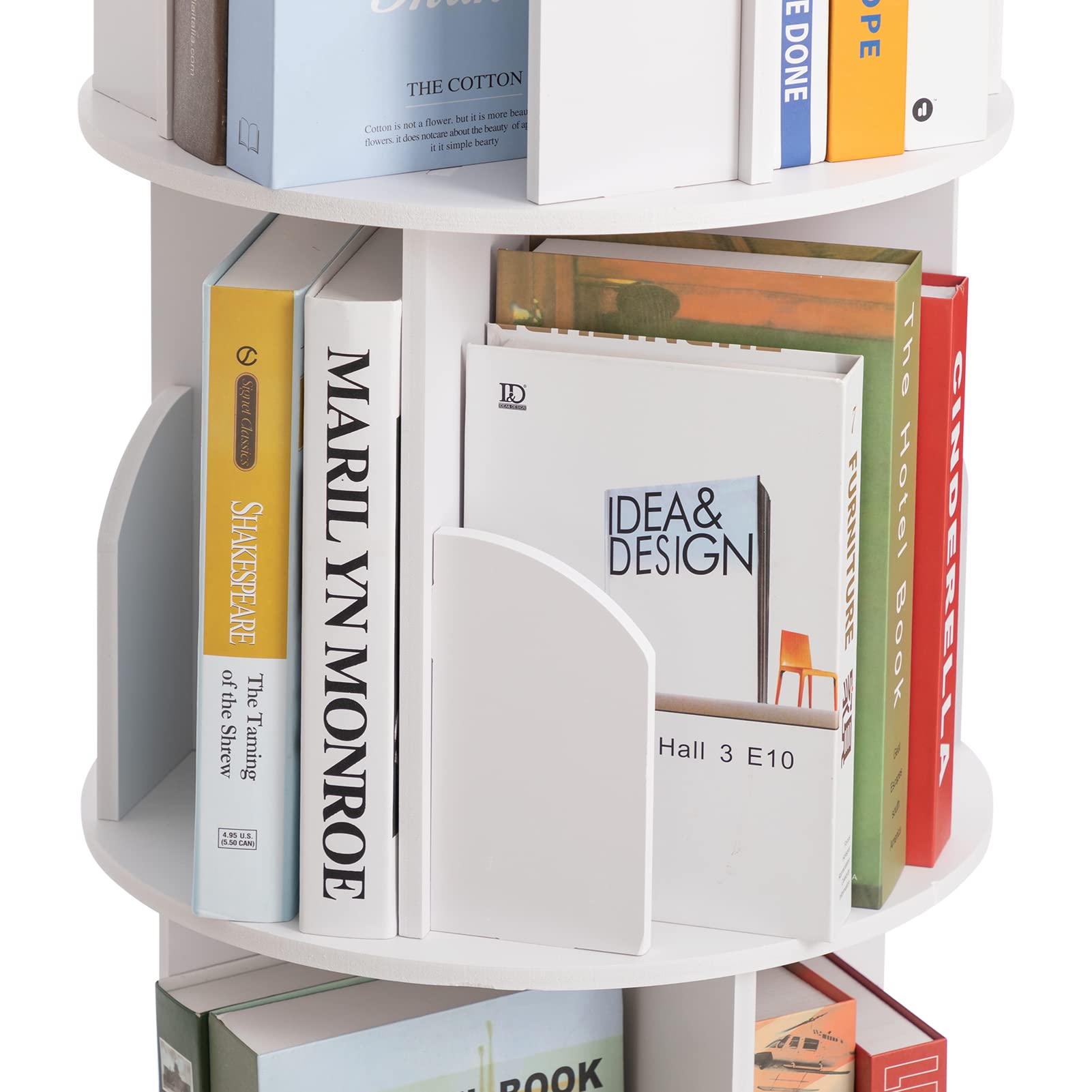DOEWORKS 3 Tier 360 Rotation Display Bookcase, Rotating Stackable ...