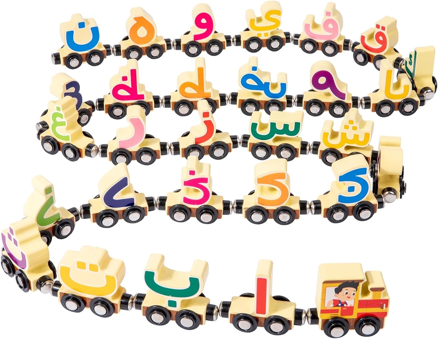 Amazon.com: MINMEER Wooden Arabic Alphabet Train Toy for Kids 29 PCS ...