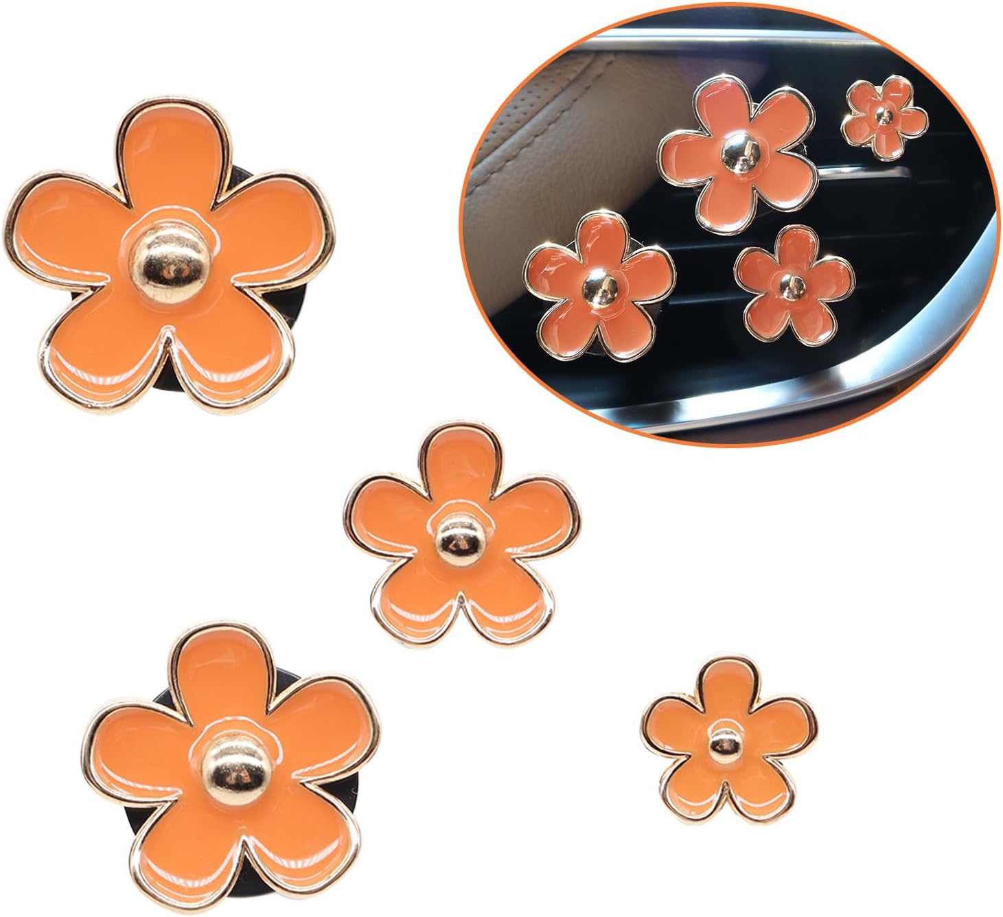 Amazon.com: ORIESSE Orange Car Accessories,4pcs Coral Flowers Air Vent ...