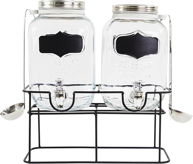 Amazon.com | 1 Gallon Glass Drink Dispenser with Stand & Stainless ...