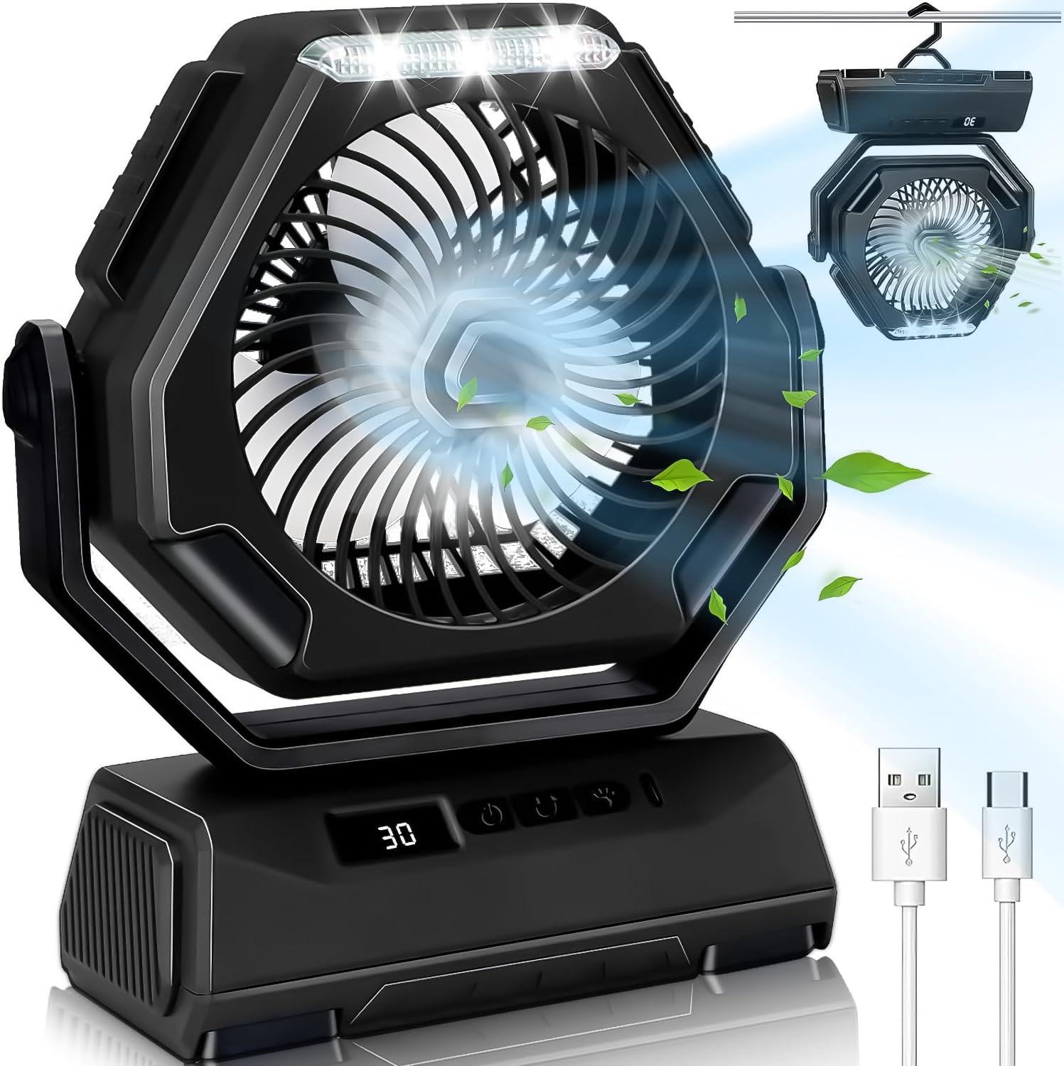 Ventilador Recargable Portatil, Ventilador de Camping 10000mAh ...