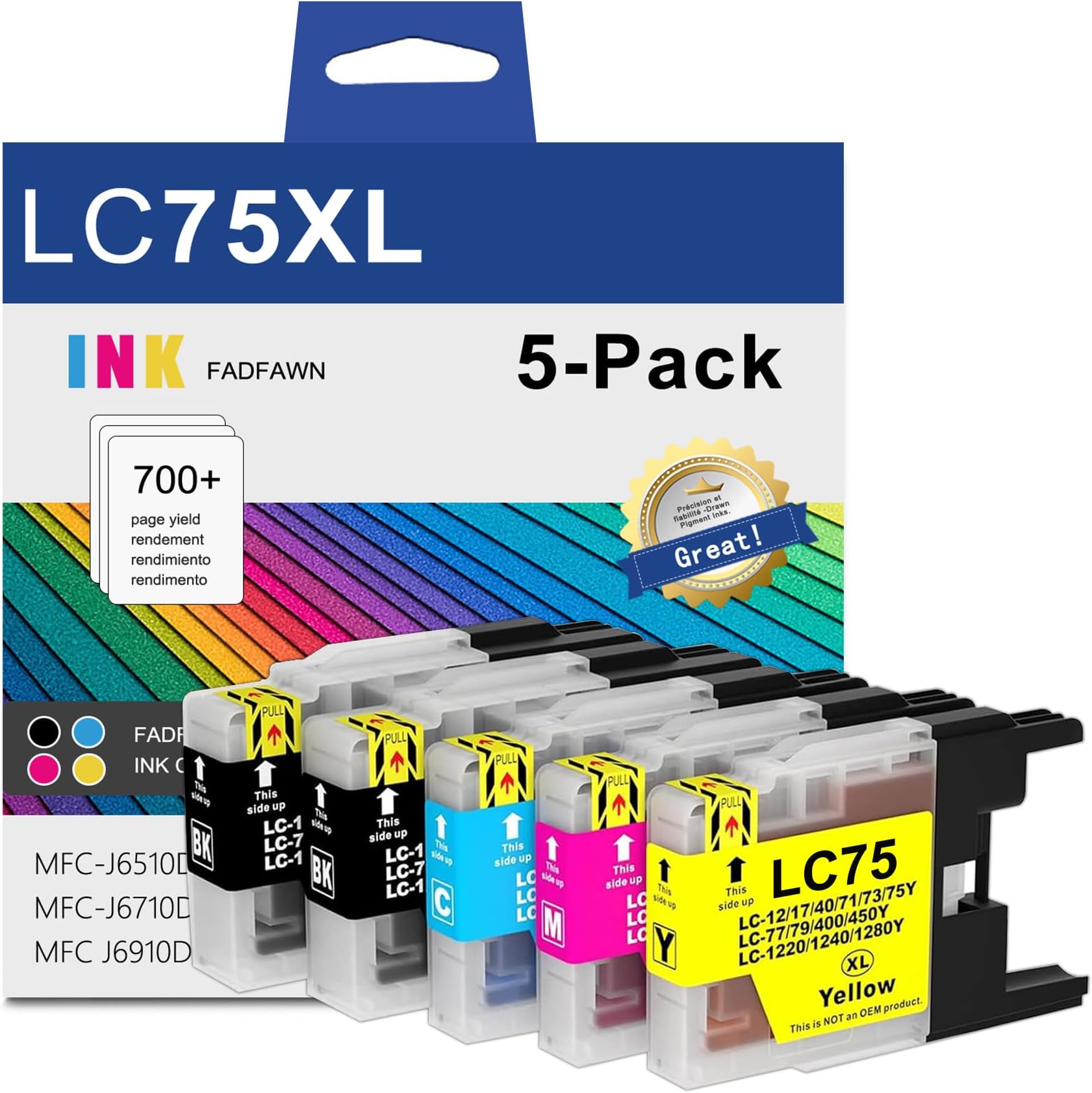 Amazon.com: Brother LC75C High Yield (XL Series) Cyan Cartridge Ink ...