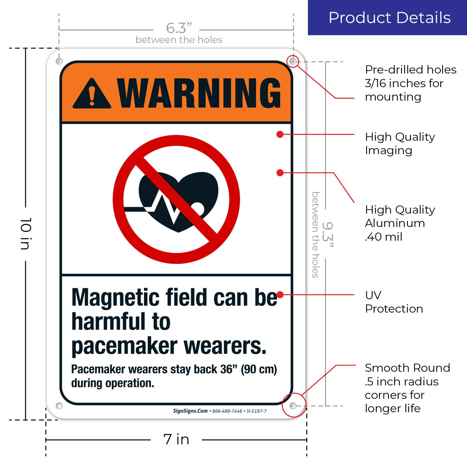 Pacemaker Magnetic Field Warning Sign Warnung Magnetfeld Träger Von