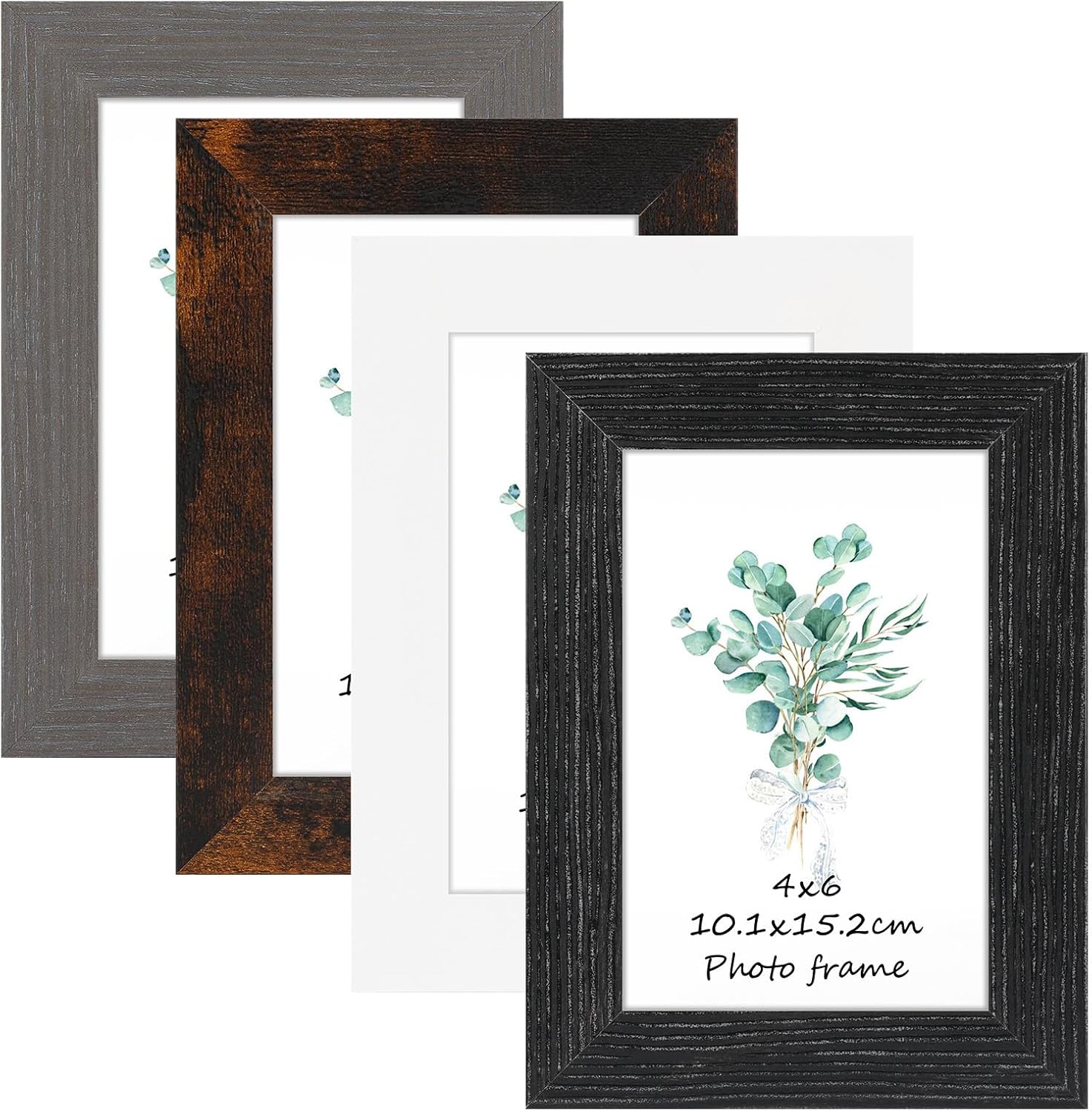 4x6 Picture Frame Set of 4, Multi Color Rustic 4 x 6 Photo Frames for 4 ...