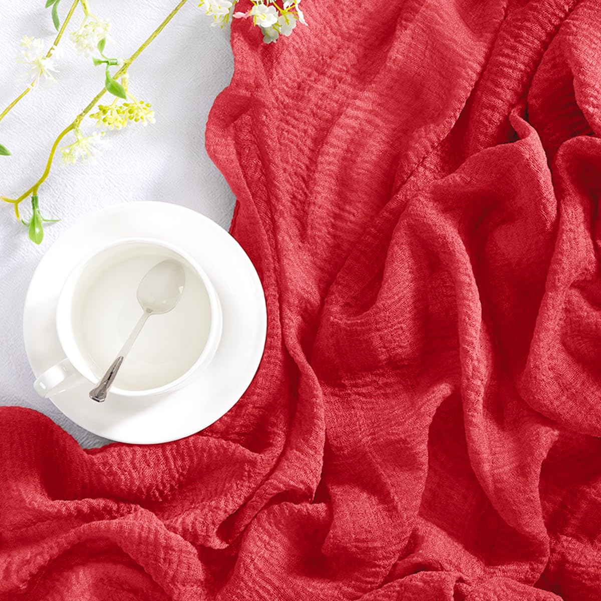 Snapklik.com : Red Cheesecloth Table Runner 2 Pack Fall Thanksgiving ...