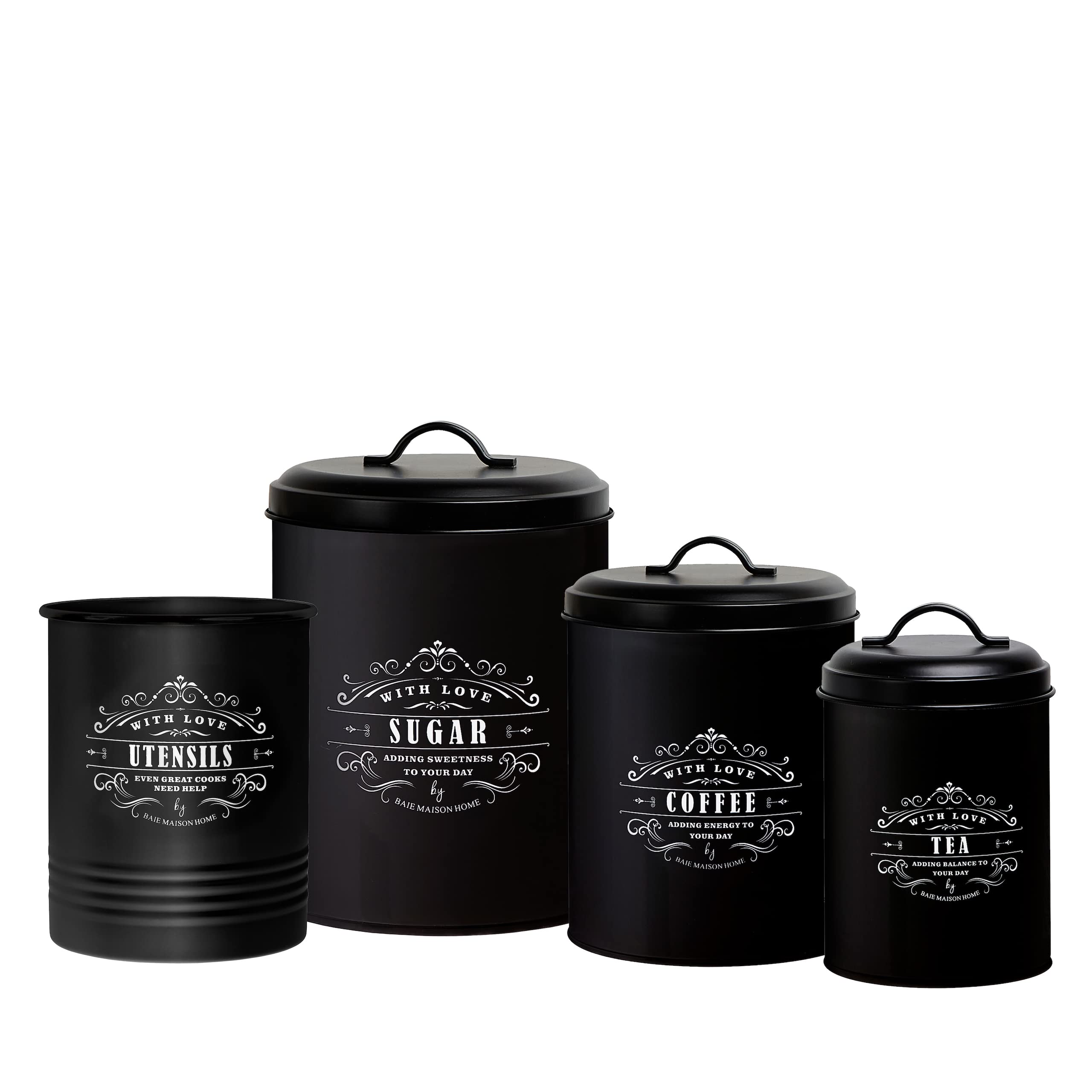 Amazon.com: Baie Maison Large Kitchen Canisters Set of 3 - Farmhouse ...