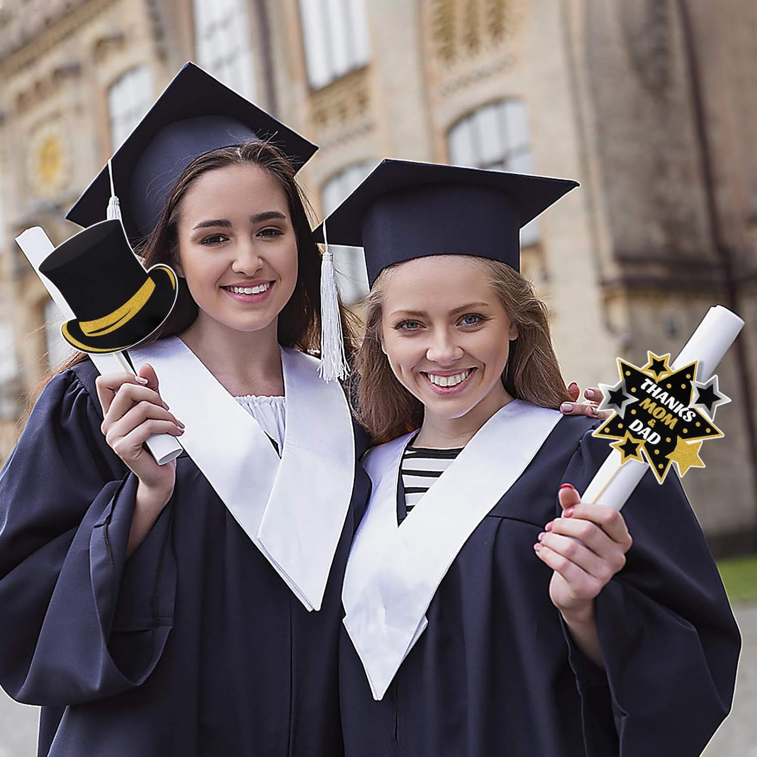 Amosfun 2021 Graduation Photo Booth Props Handheld Pre-assembled Selfie ...