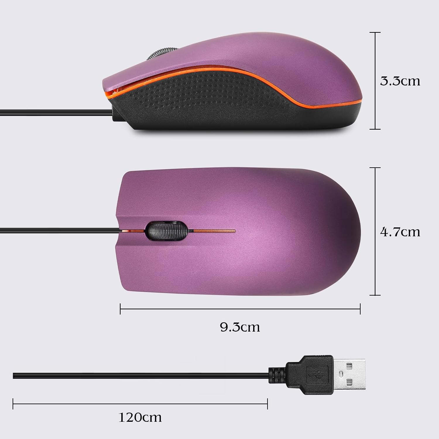 Guiheng Ratón con cable, mouse USB con cable para mano derecha o ...
