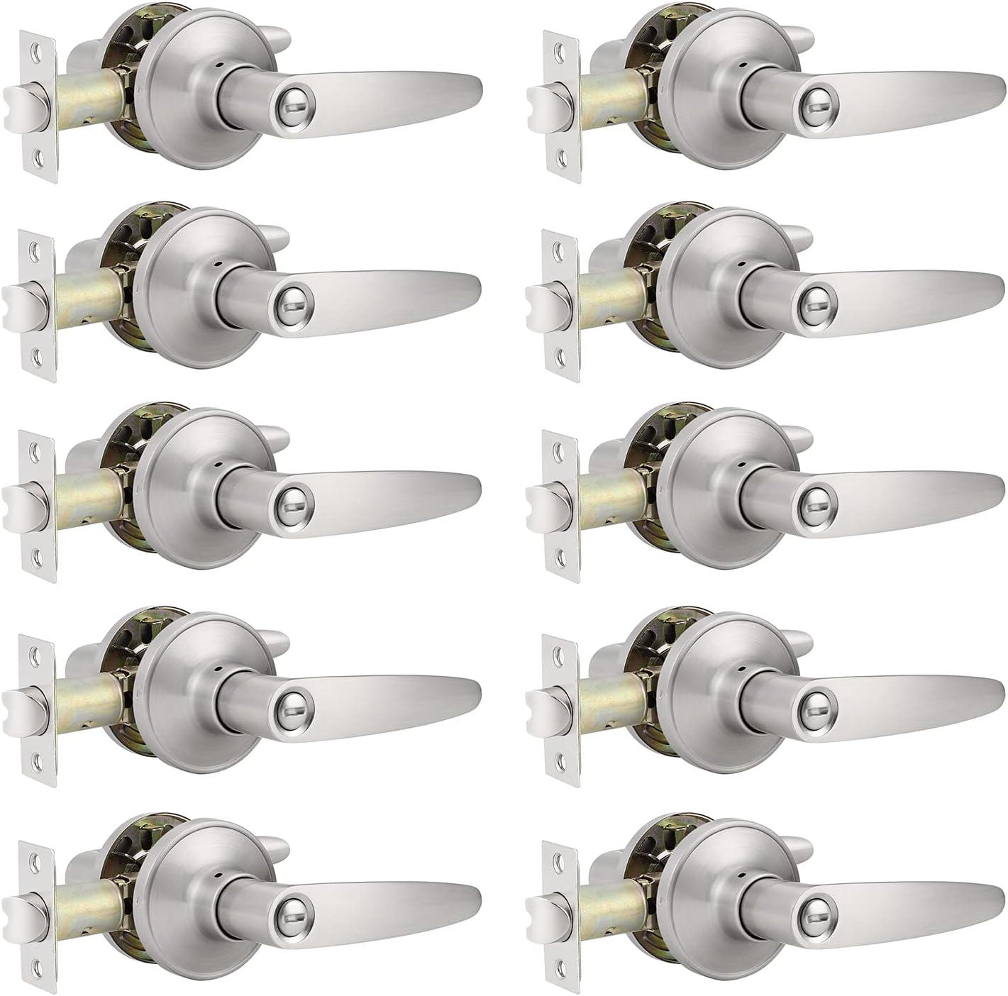 Probrico Bed/Bath Room Door Lever Handles in Satin Nickel Wholesale ...