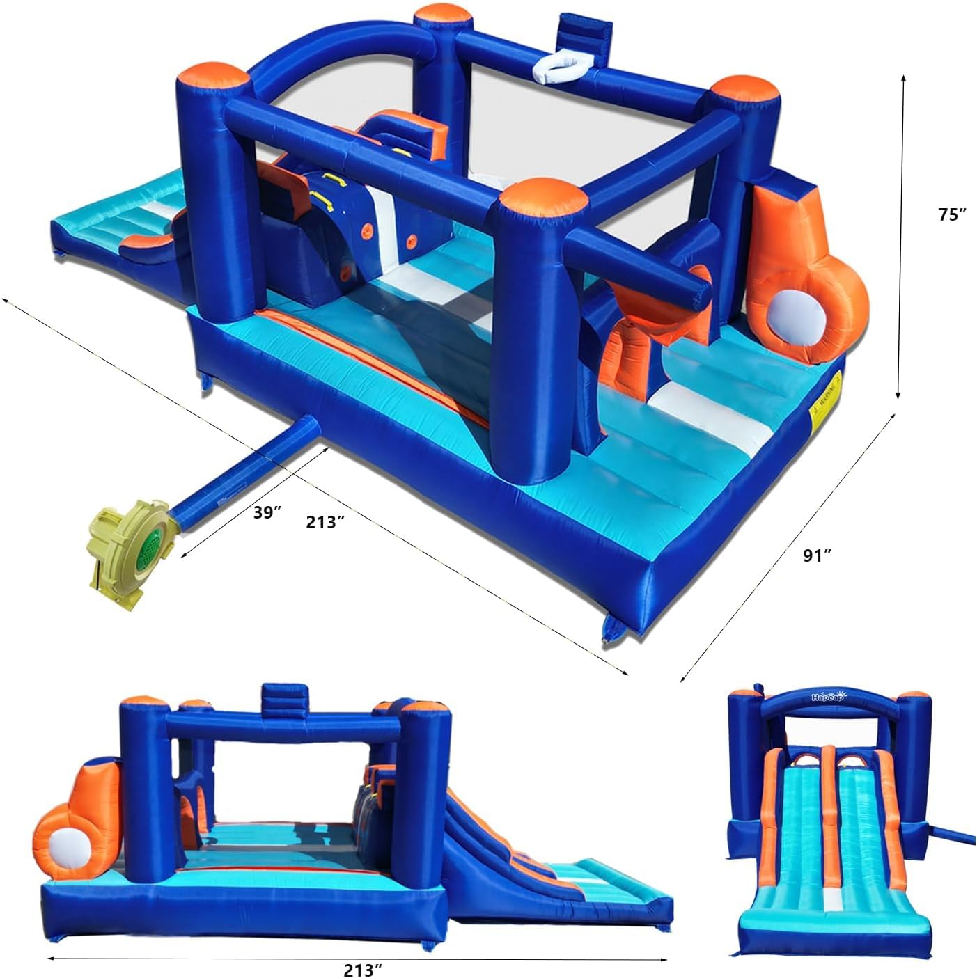 Hapcap Castillo inflable de carrera de obstáculos con soplador de aire ...
