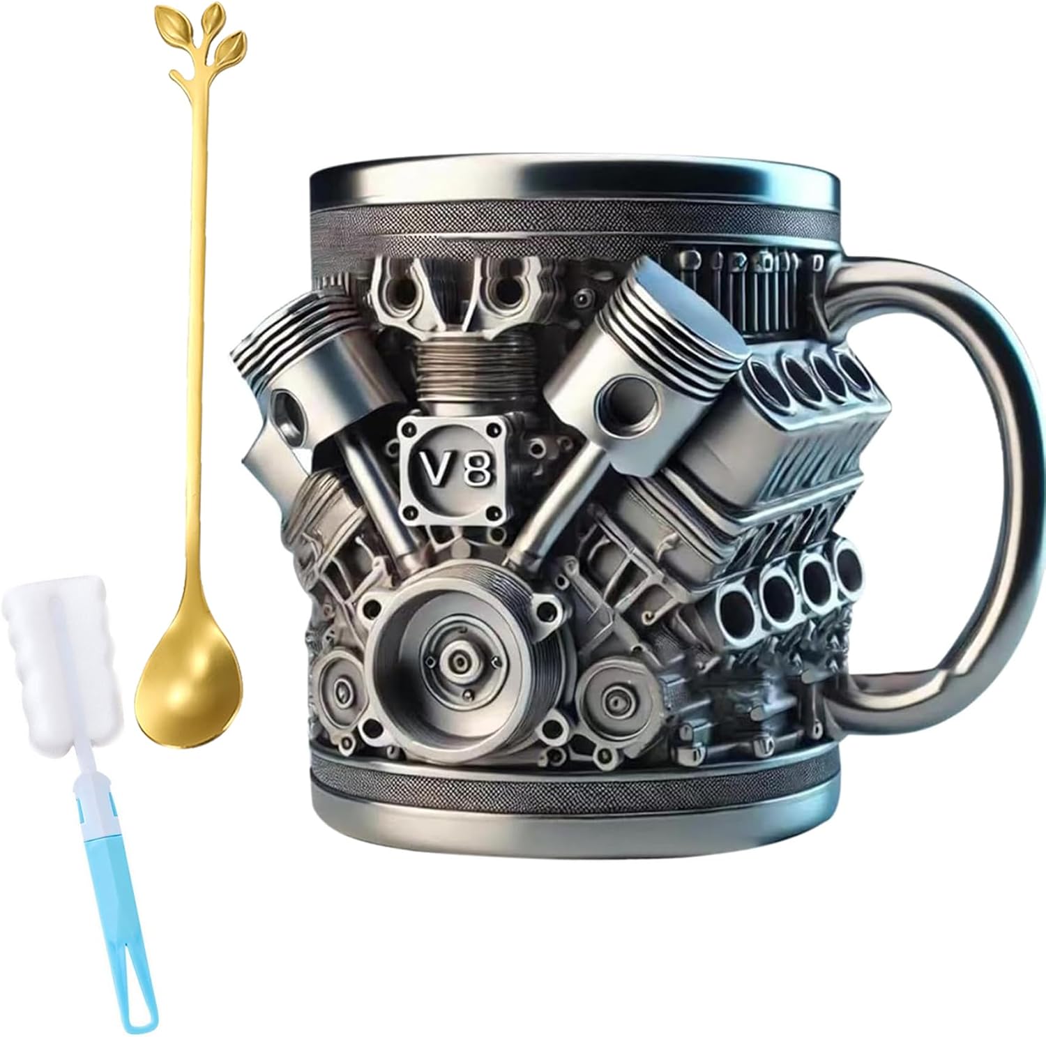 V8 Engines Stainless Steel Cup, 15OZ V8 Engine Coffee Mug, Creative Car ...