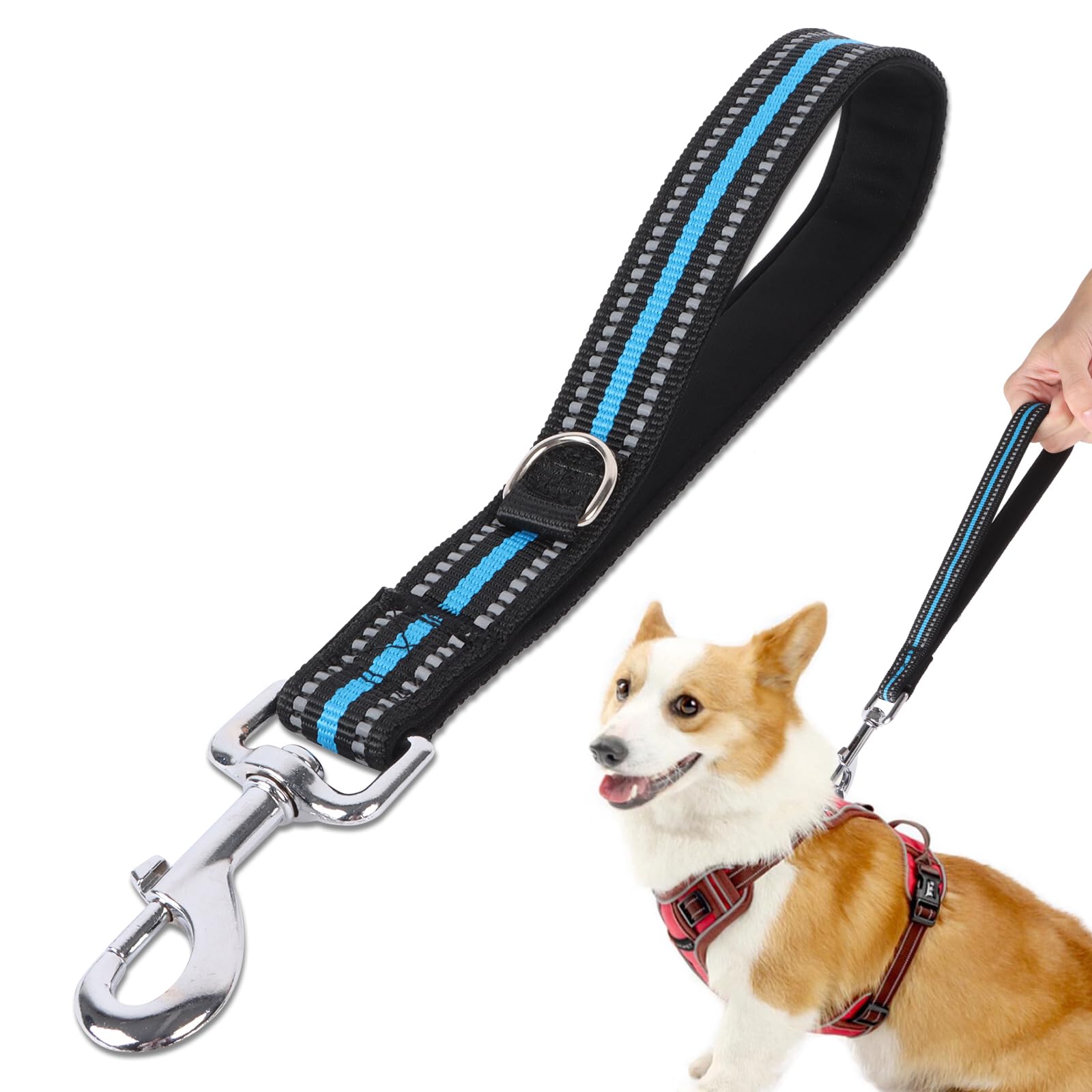 Kaket Reflective Short Dog Lead with Padded Handle, Strong Short Leash ...