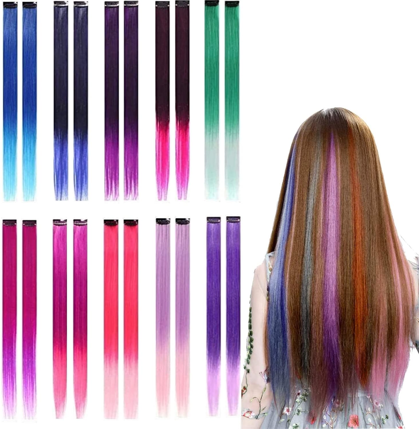 20 Color 21inch Ombre Coloured Hair Extensions,H HOME-MART Heat ...