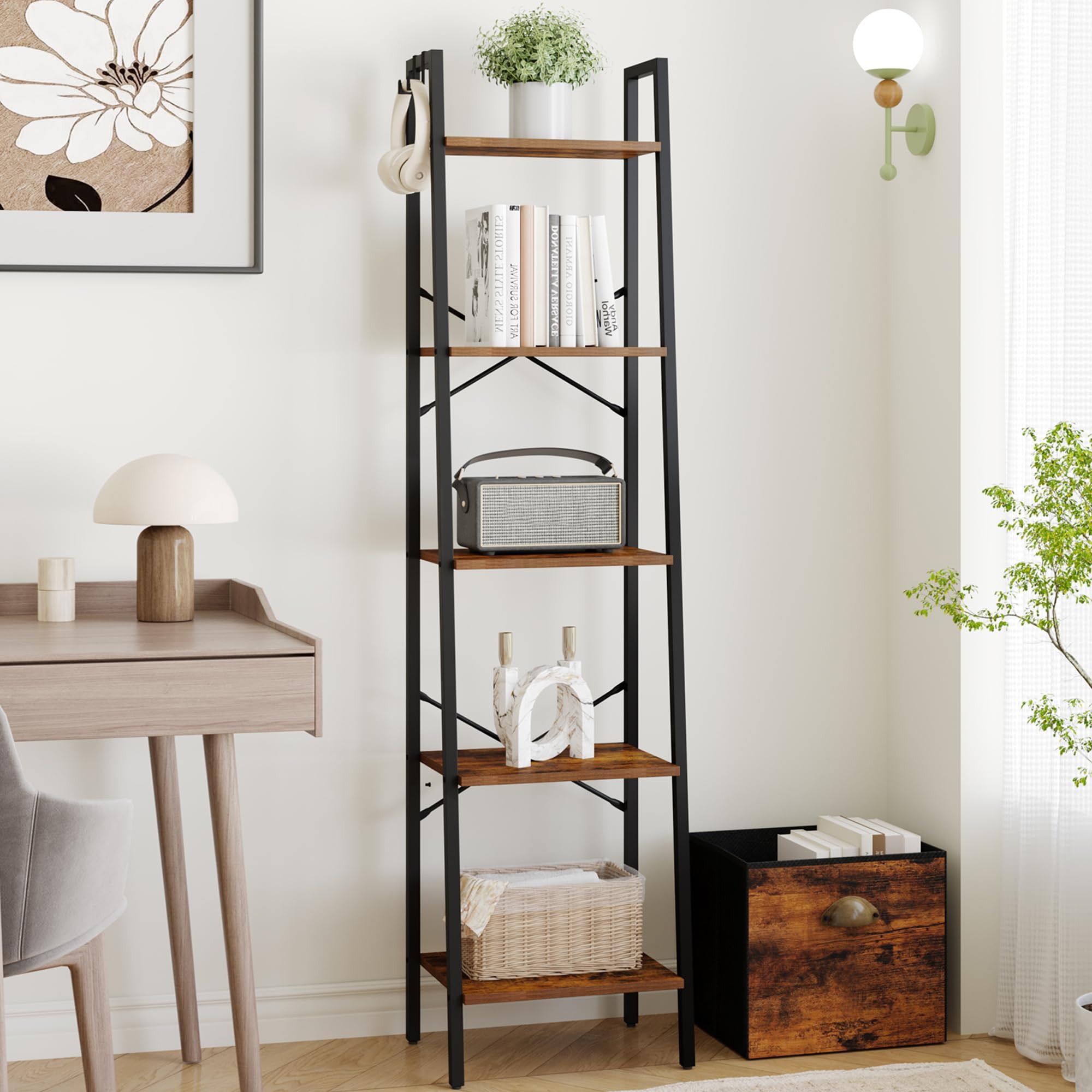 Amazon.com: GAOMON Bookshelf 5 Tier Industrial Wood, Tall Open Rustic ...
