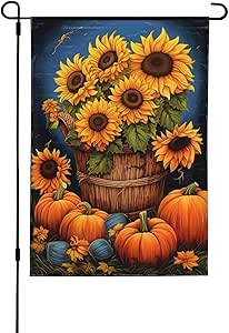 Amazon.com : Fall Sunflowers and Squash Garden Flag Vertical Double ...