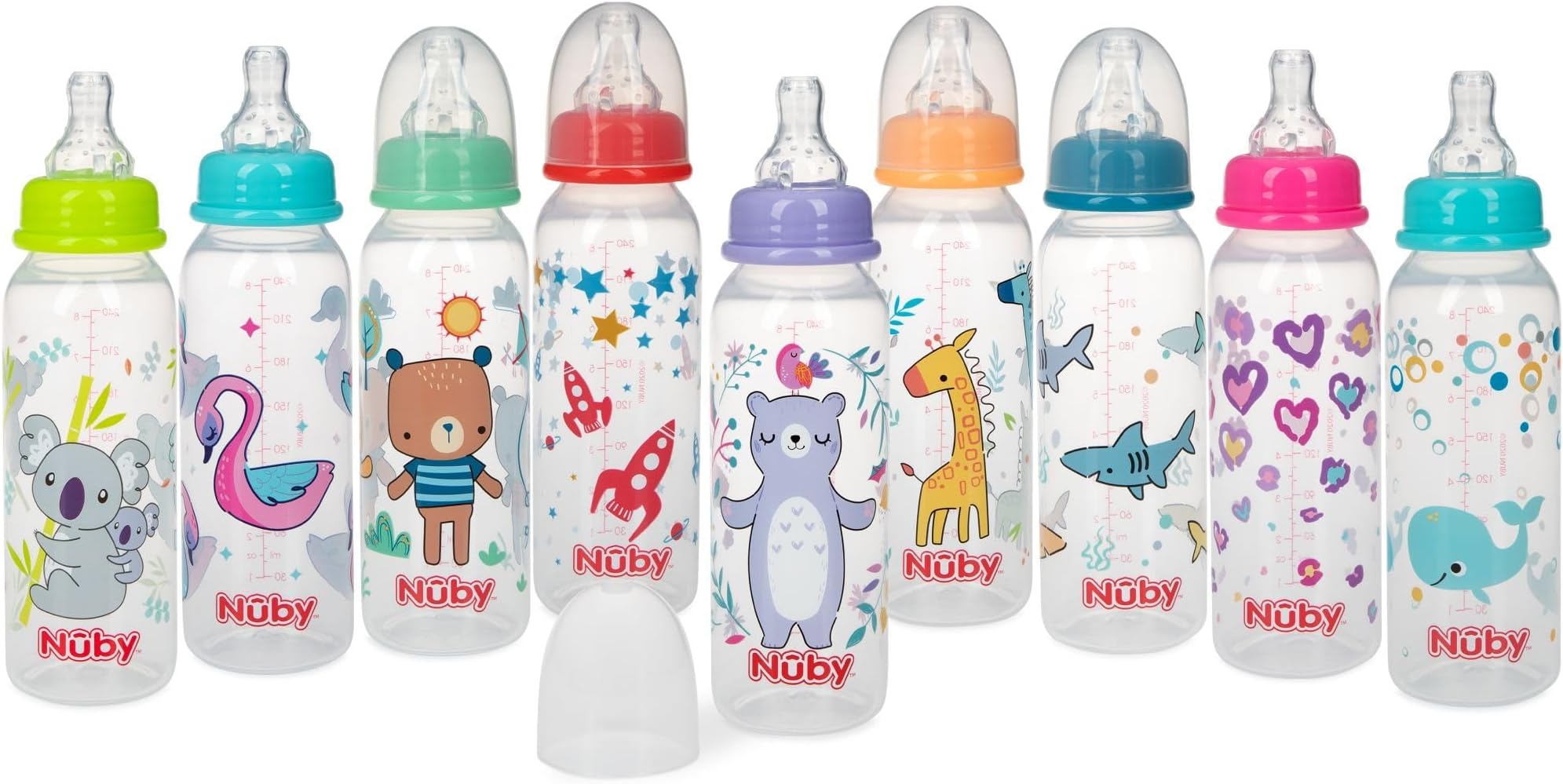 Amazon.com : Nuby Standard Neck Tinted Bottle, 8 Ounce, 1 Pack of 1 ...
