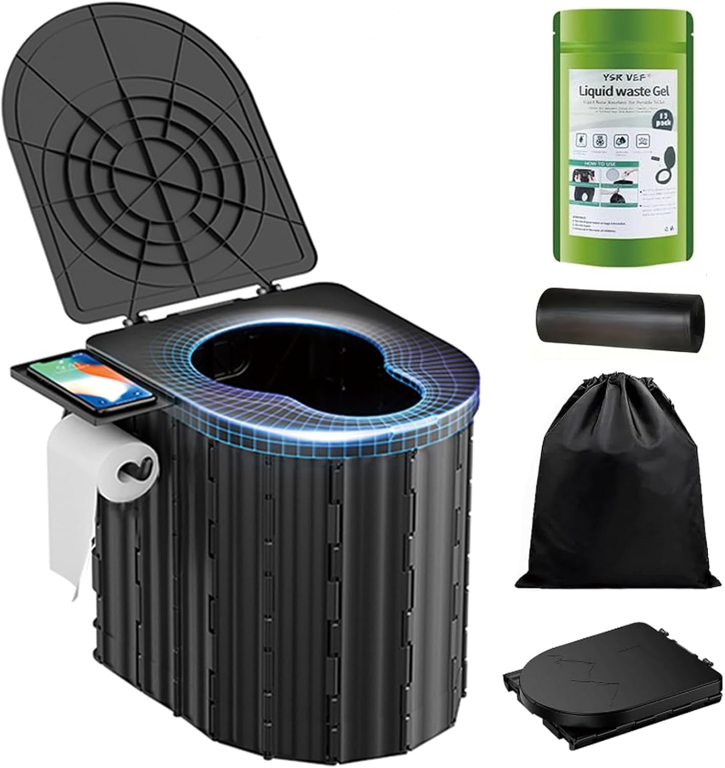 Amazon.com: Portable Toilet with Bio-Gel Waste Solidifier & Odorless ...