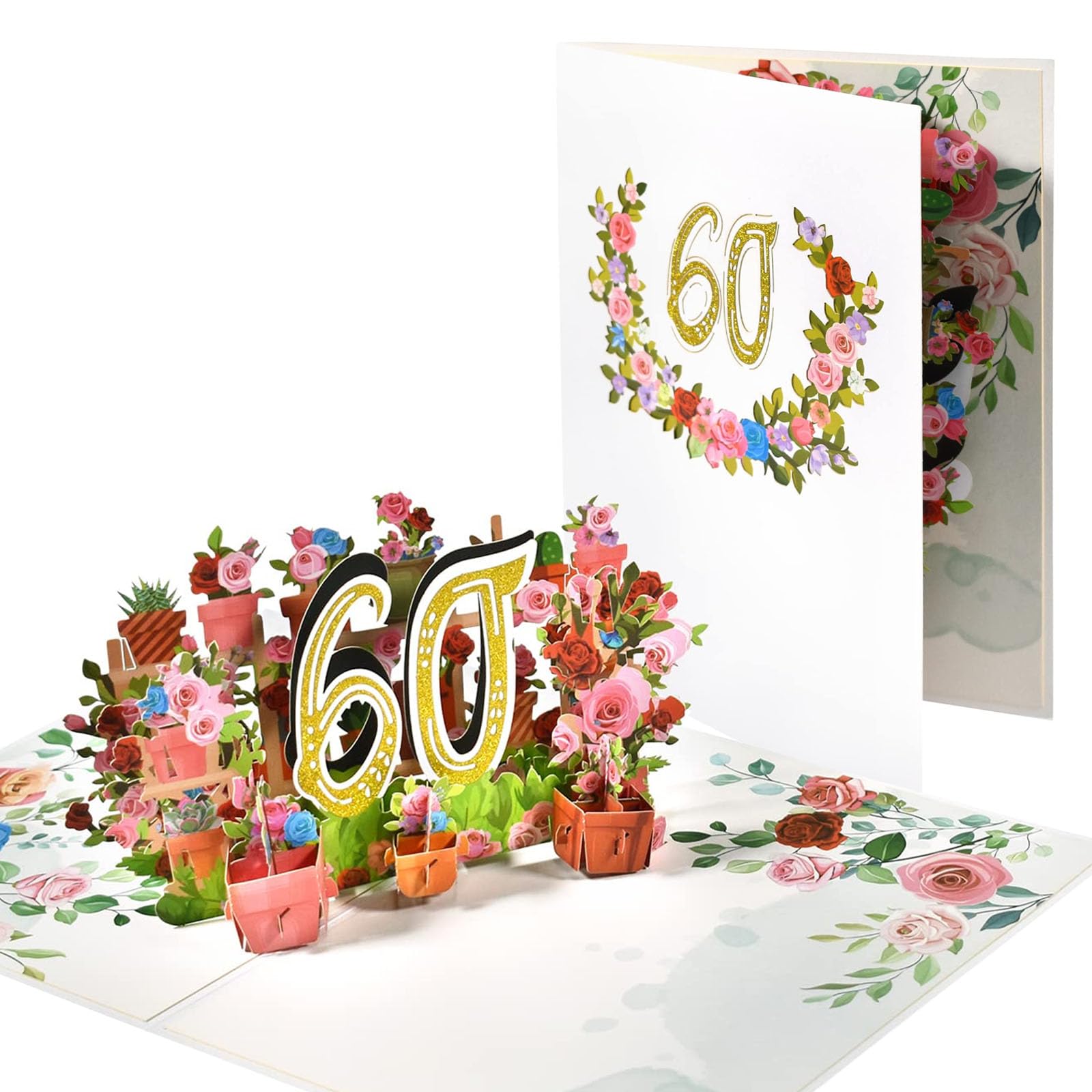 Amazon.com : White 60th Anniversary 3D Pop Up Greeting Card, 60th ...
