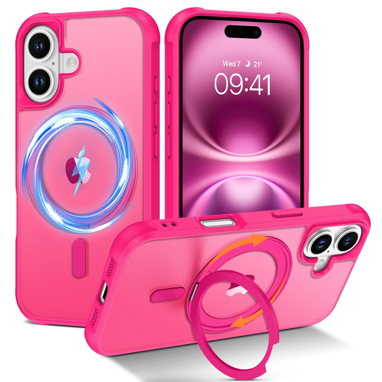 Amazon.com: Telaso Magnetic for iPhone 16 Case, Compatible with Magsafe with 360° Rotatable ...