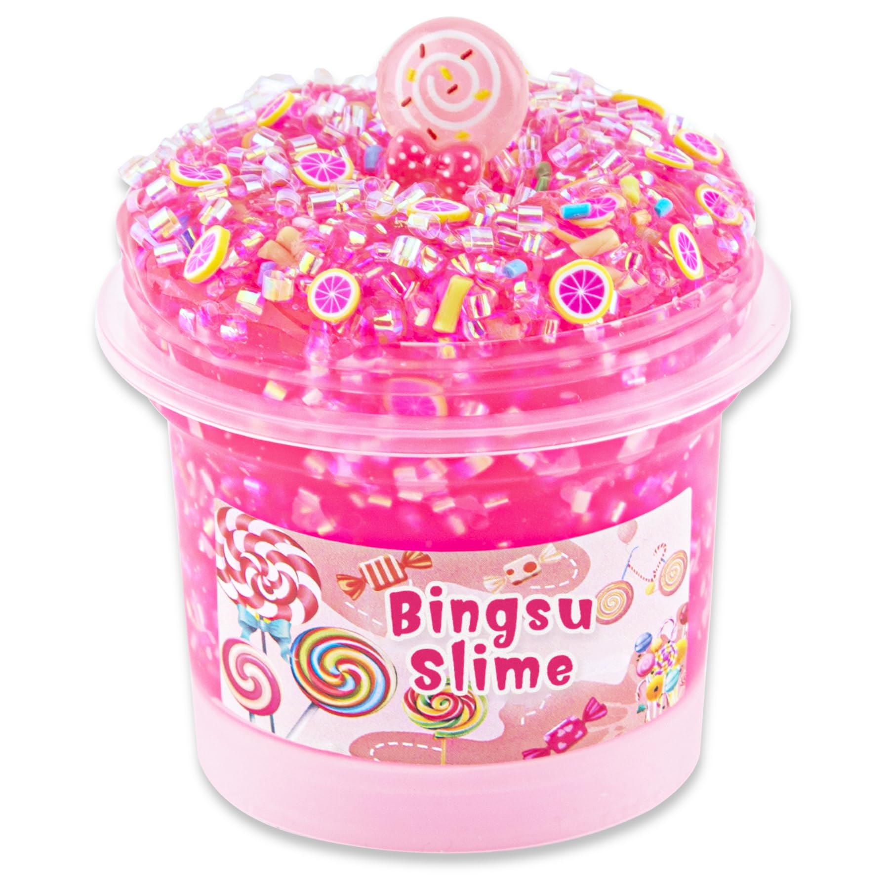 Amazon.com: Pink Clear Bingsu Slime, Non-Sticky Glimmer Crunchy Slime ...