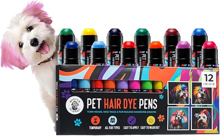 Amazon.com: 12 Color Dog Safe Hair Dye- Temporary Dog Dye- Pet Fur Dye ...