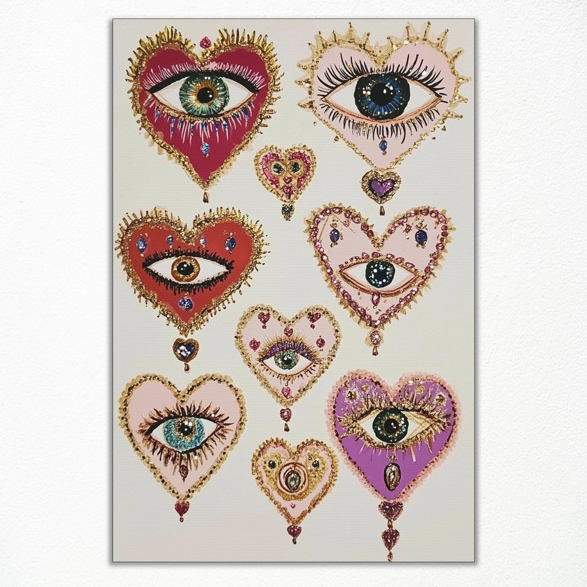 Amazon.com: XMQQLL Psychedelic Heart Eyes Canvas Wall Art Coquette Evil ...