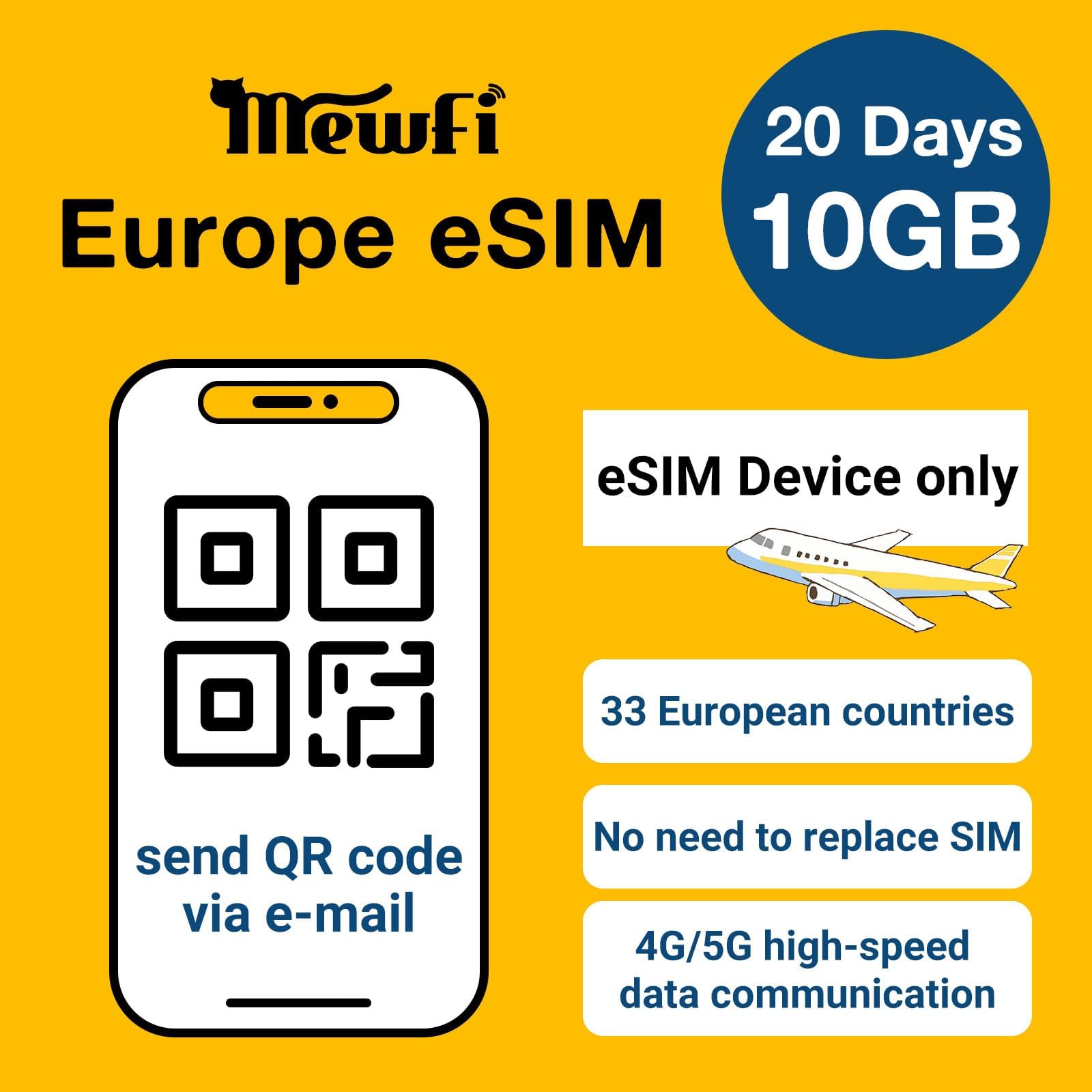 Amazon.com: Europe eSIM 30 Days 10GB – 30+ European Countries, 4G High-Speed Communication, Easy ...