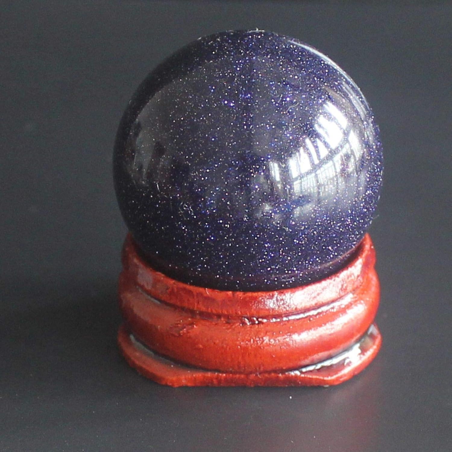 Amazon.com: Mixed Gemstone Sphere Ball with Wood Stand Stone Crystal ...