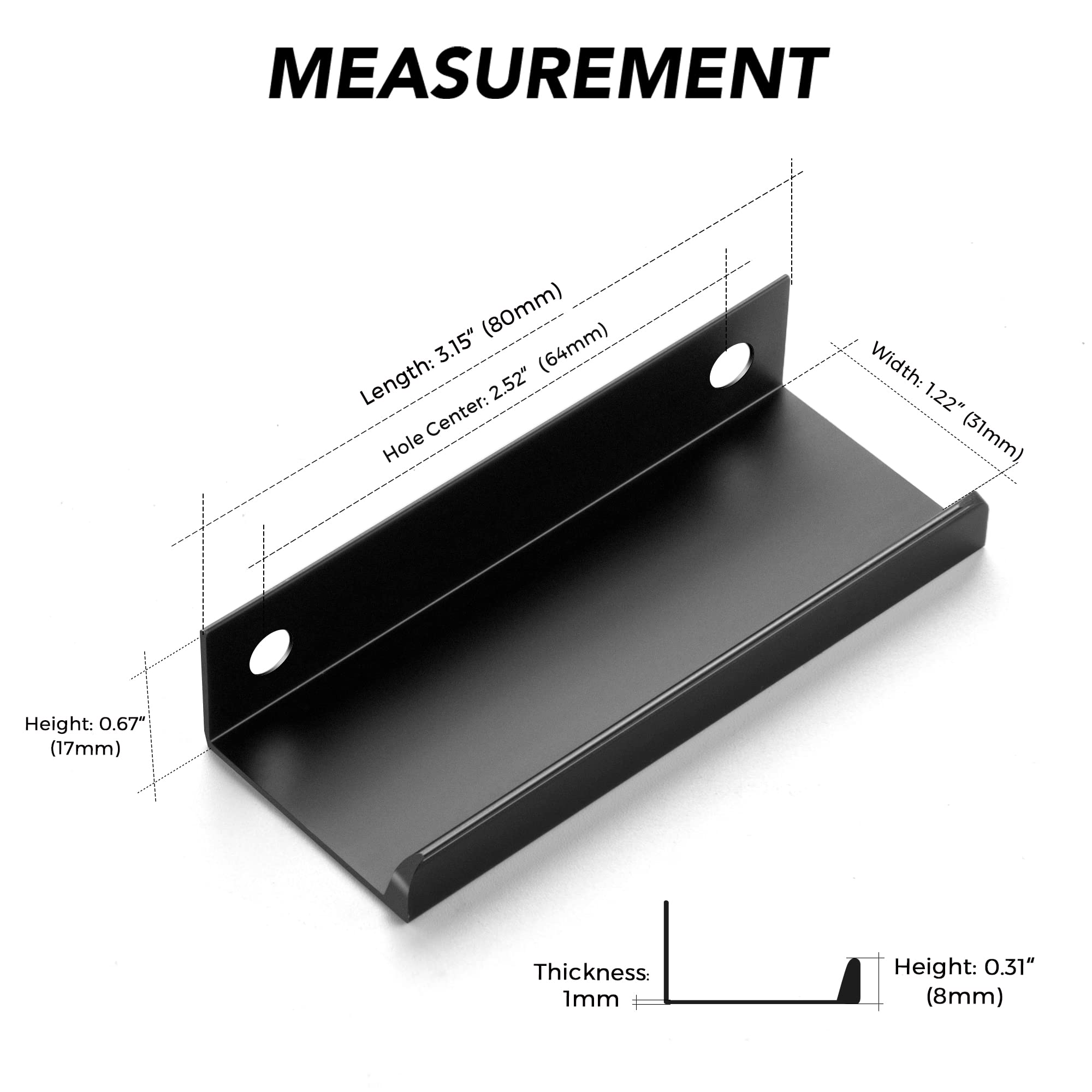 Snapklik.com : Home Expert 6 Pack Finger Pulls For Cabinets - 64mm/2 ...