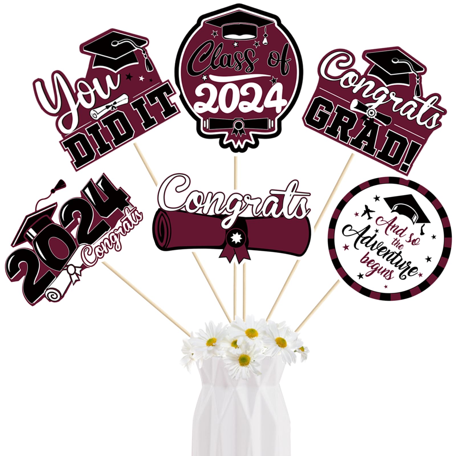 Amazon.com: 24Pcs Maroon Graduation Centerpieces for Tables 2024 ...