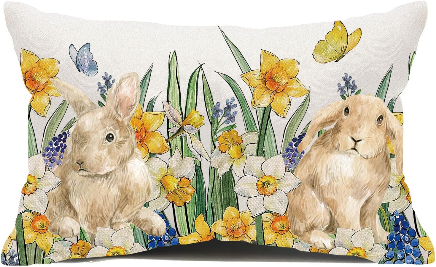 Amazon.com: YIRHYZC Easter Lumbar Pillow Covers 12x20 Spring Bunny ...