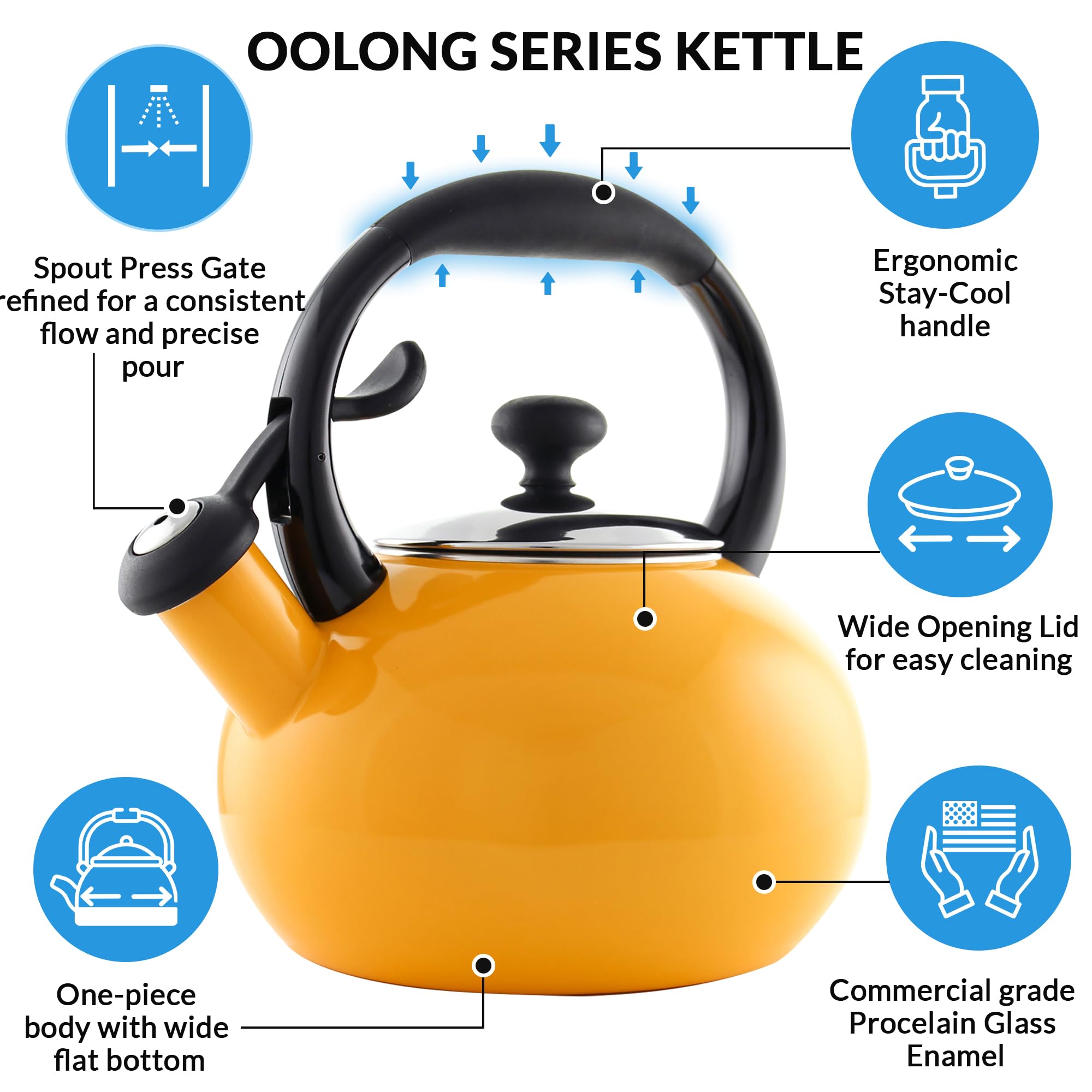 Snapklik.com : Chantal 1.8 QT Kettle, Buttons Series, Premium Enamel On ...