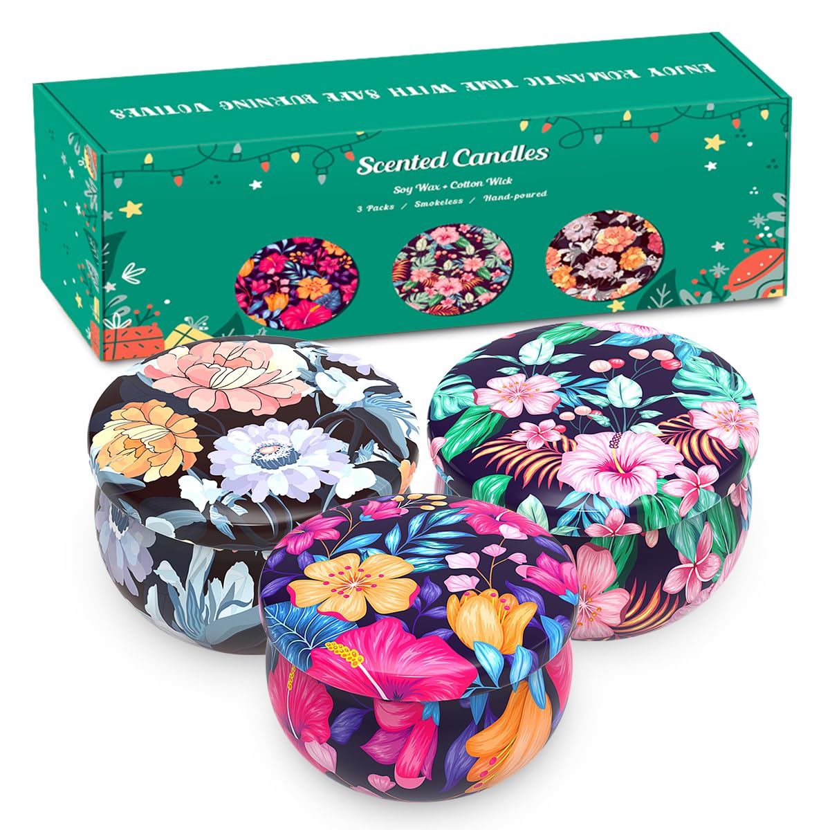 Amazon.com: 3 Packs Scented Candles Set for Christmas Thanksgiving ...