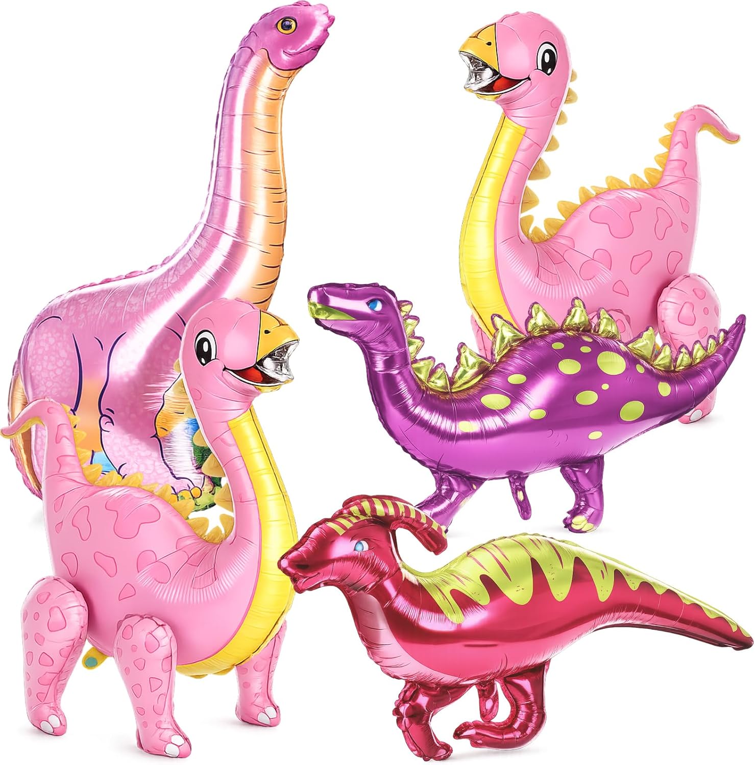 Amazon.com: Teyva Daily 5 Pack Giant 3D Pink Dinosaur Balloons for ...