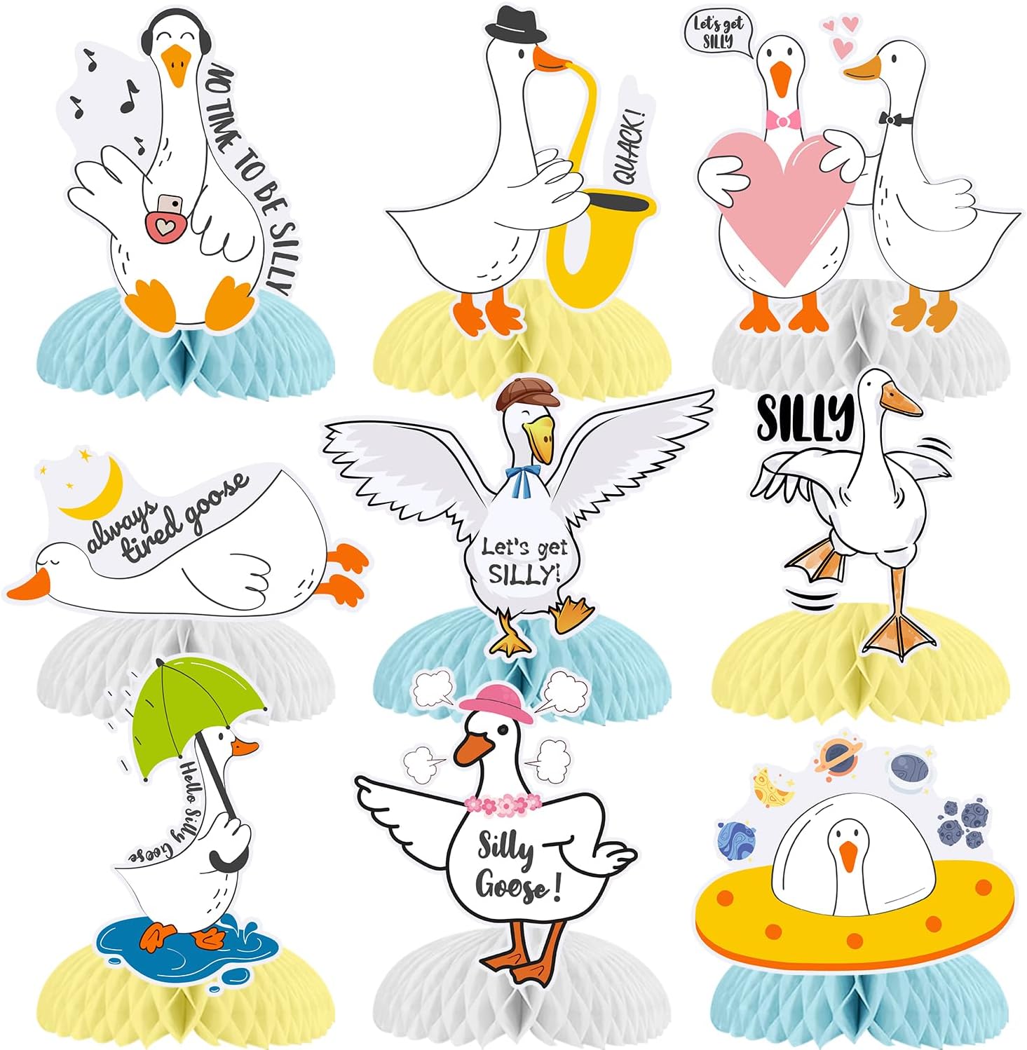 Amazon.com: 9 Pcs Silly Goose Honeycomb Centerpieces, Silly Goose Party ...