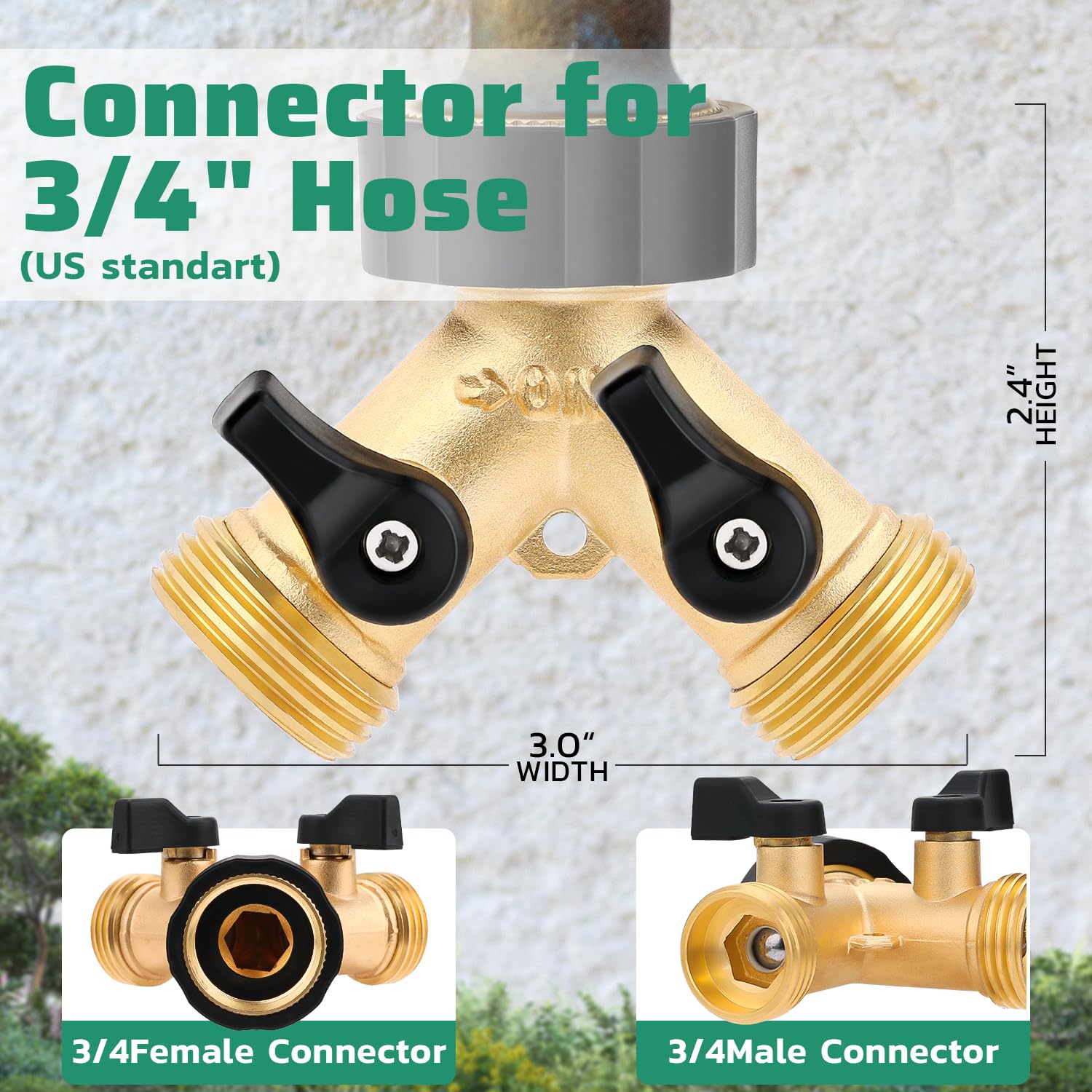 Snapklik.com : OURU 2 Pack Garden Hose Splitter,2 Way Heavy Duty Brass ...