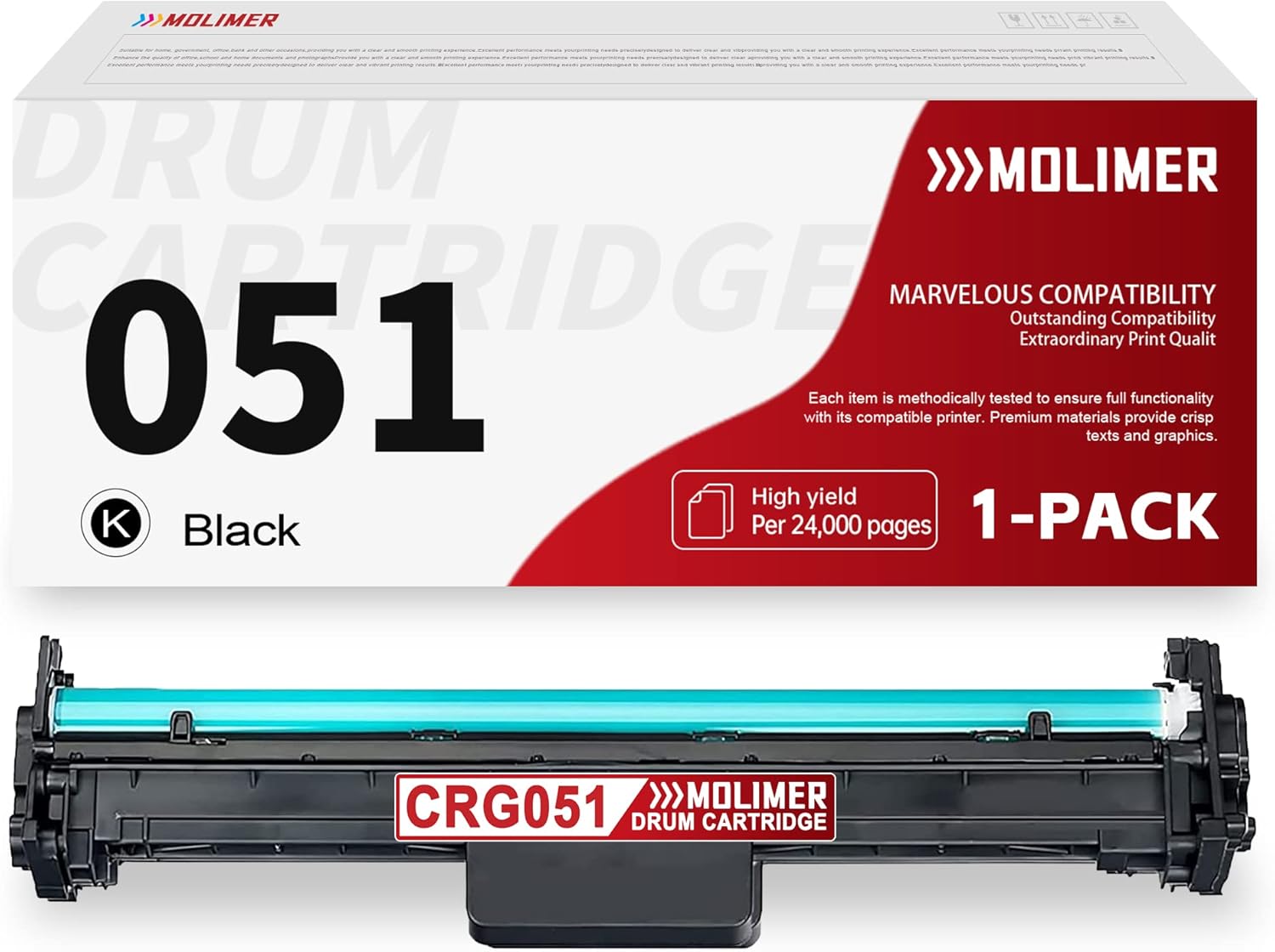 CRG-051 CRG051 Drum Unit Black Replacement for Canon Drum Cartridge 051 ...