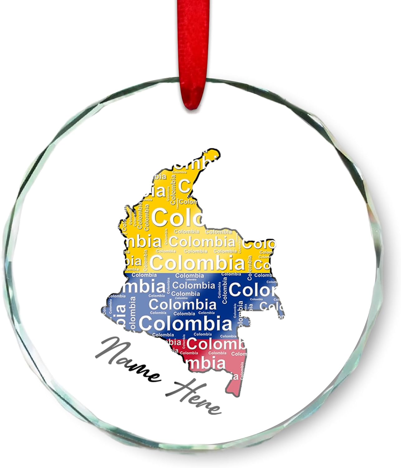 Amazon.com: Colombia Ornament Colombia Pride Flag Casual Letter Glass ...