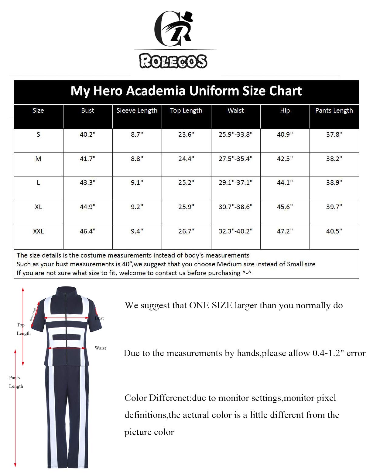 Buy CR ROLECOS BNHA MHA Gym Uniform UA Training Uniform Deku Cosplay PE ...