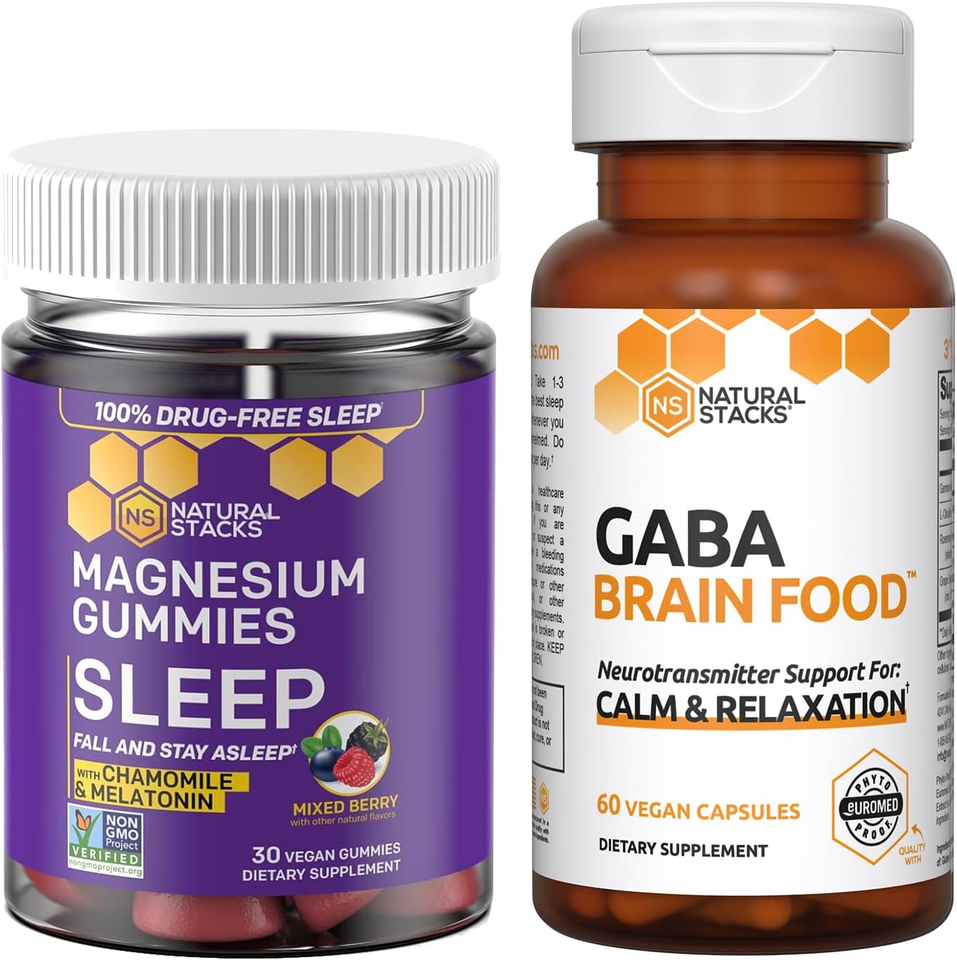 Amazon.com: NATURAL STACKS GABA Brain Food + Sleep Magnesium Gummies ...